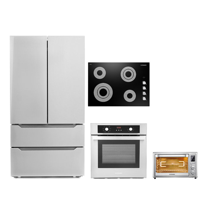 Cosmo 4 Piece Kitchen Appliance Package with 30" Electric Cooktop 24 ...