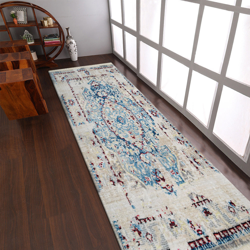 Bungalow Rose Crayton Ivory/Blue Area Rug | Wayfair