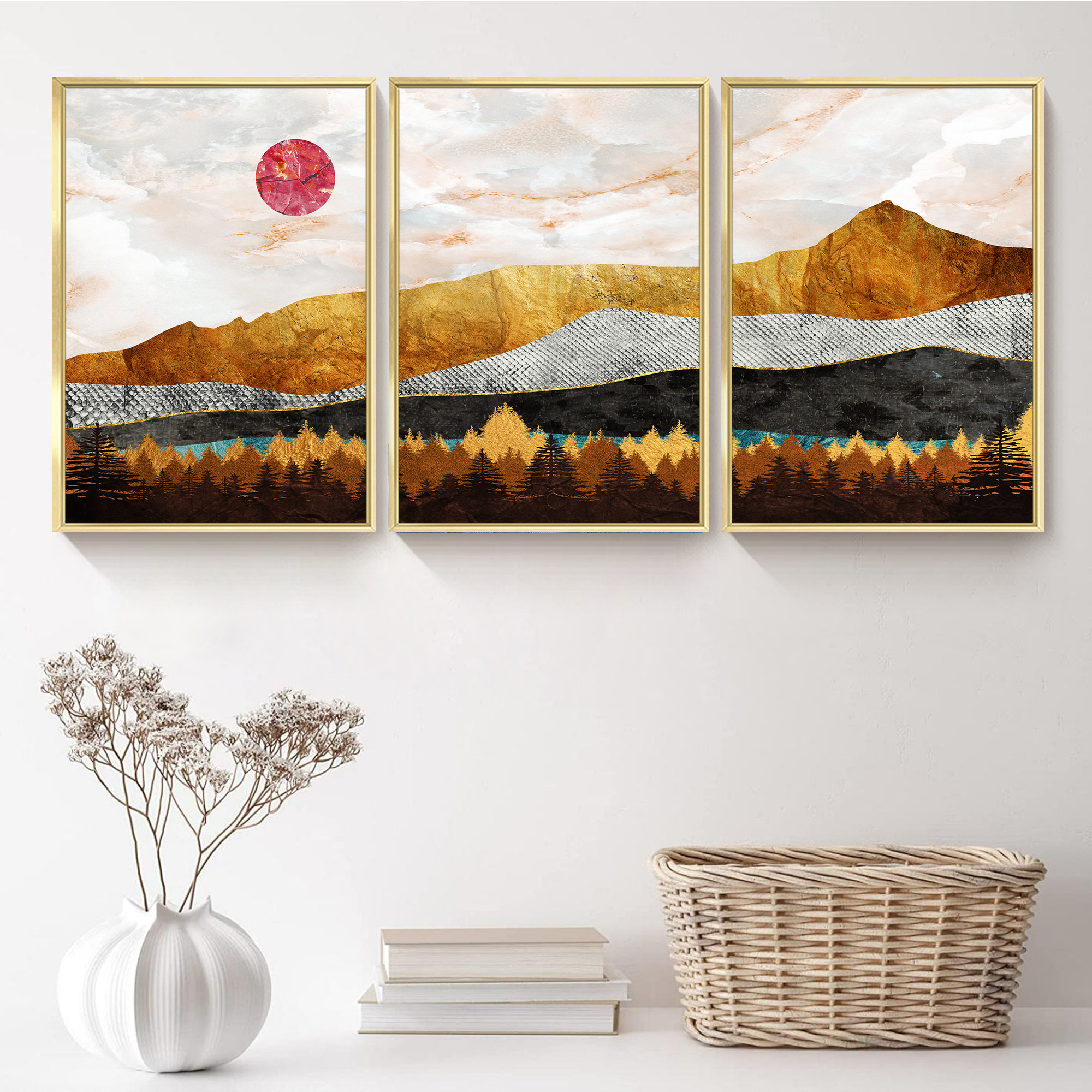 Loon Peak® Abstract - 3 Piece Picture Frame Print Set on Canvas | Wayfair