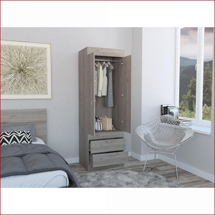 Latitude Run® Armoires | Lisbon 2-Door Storage | Light Gray | Particle ...