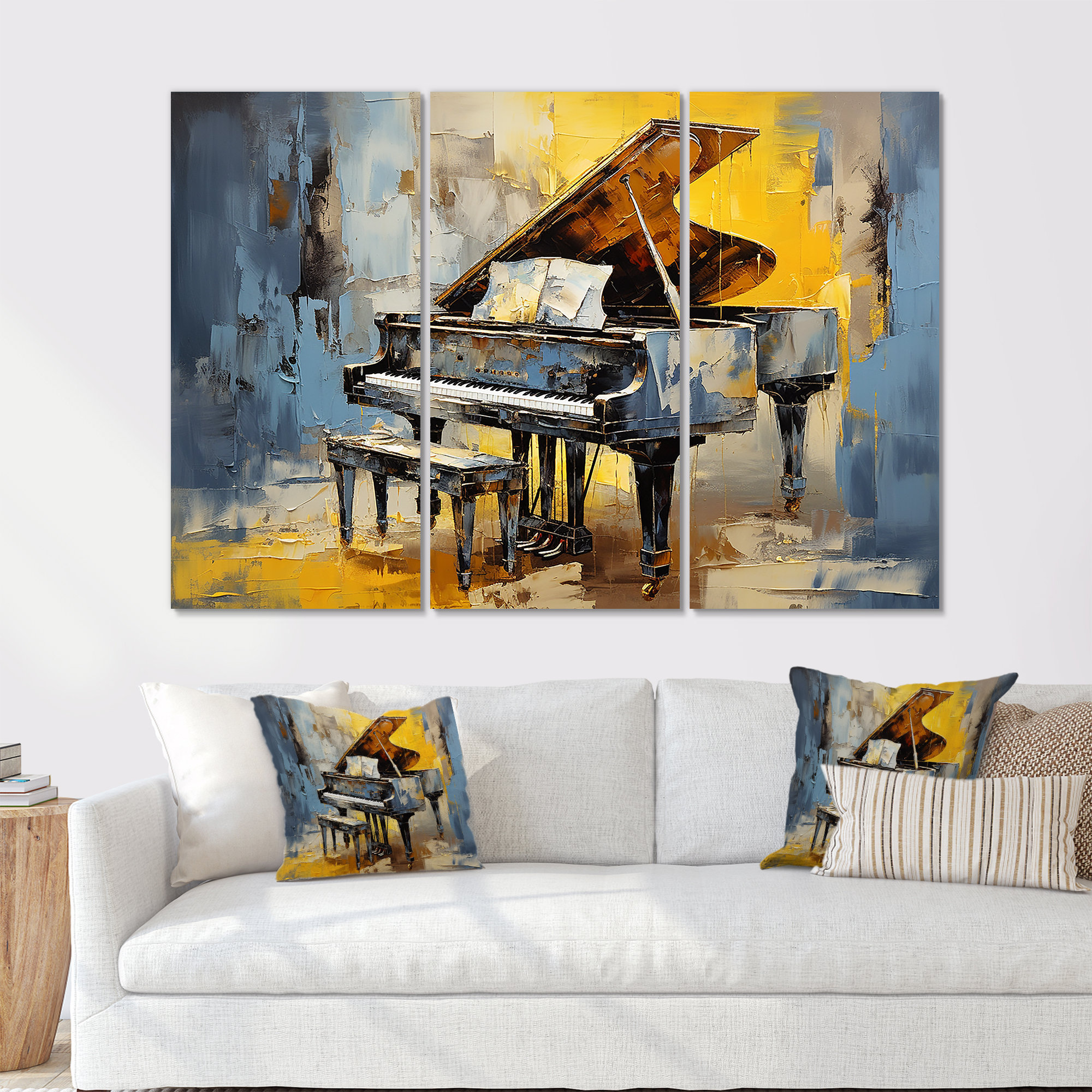Trent Austin Design Yellow And Blue Piano Jazzed Keys - Piano Wall Art ...