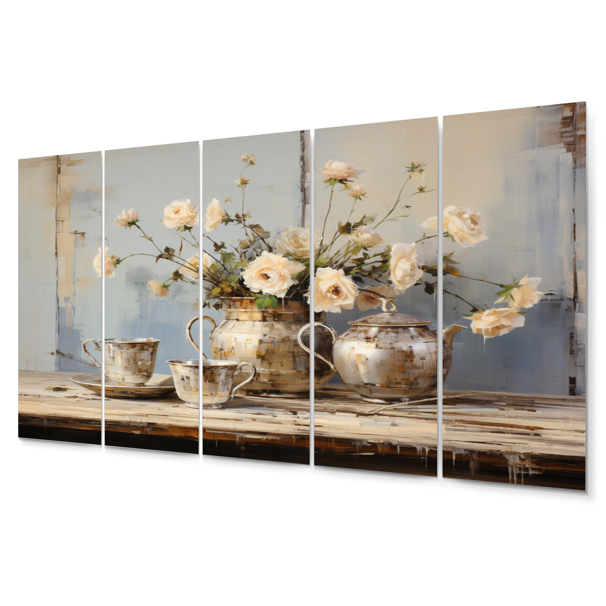 Design Art Food Coffee Tea II - Floral Metal Wall Art Prints Set | Wayfair