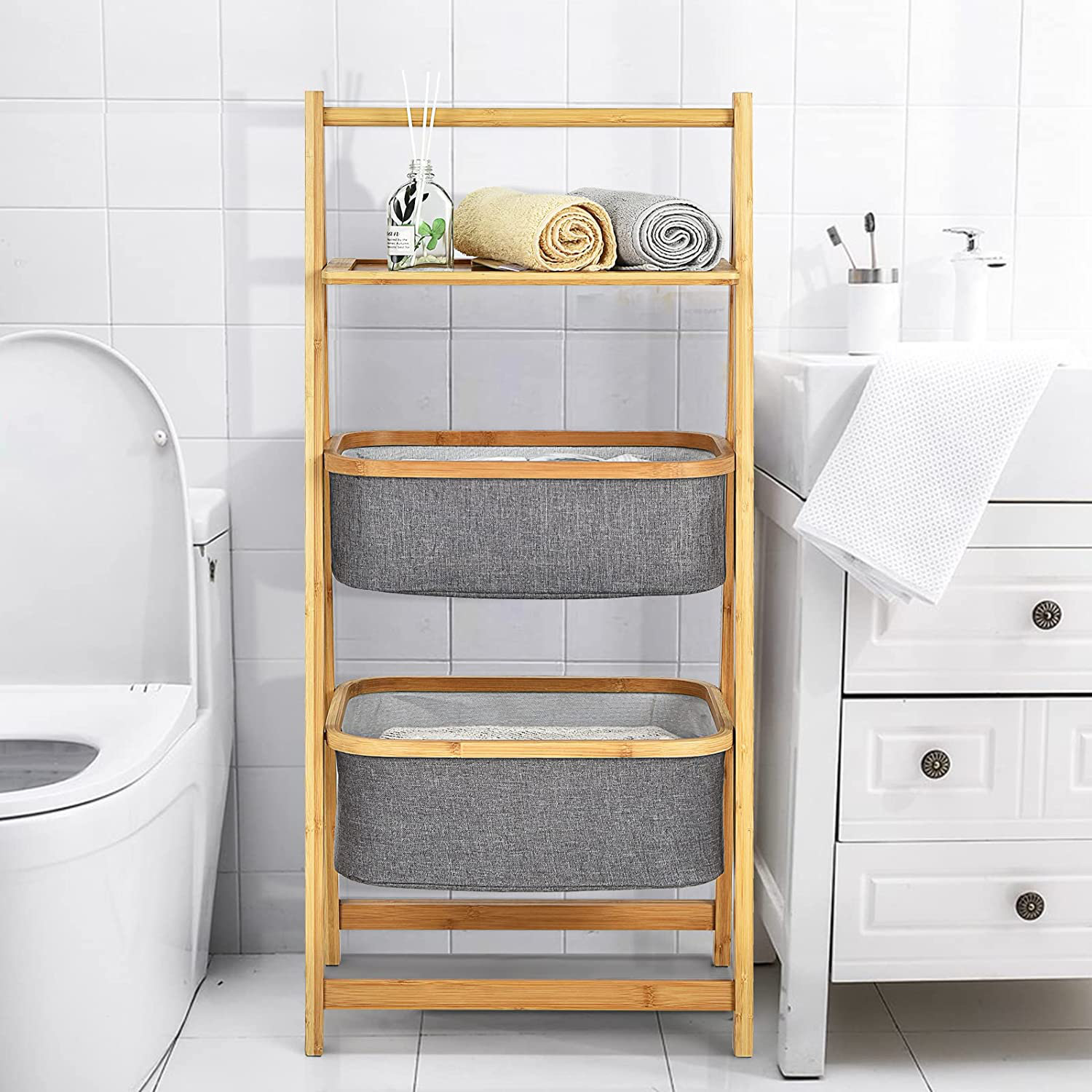 Gracie Oaks Mathews 44Cm W x 98Cm H x 34Cm D Free-Standing Bathroom ...