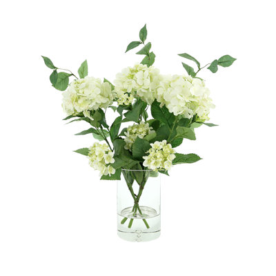 Primrue Artificial Hydrangea Floral Arrangement in Vase | Wayfair