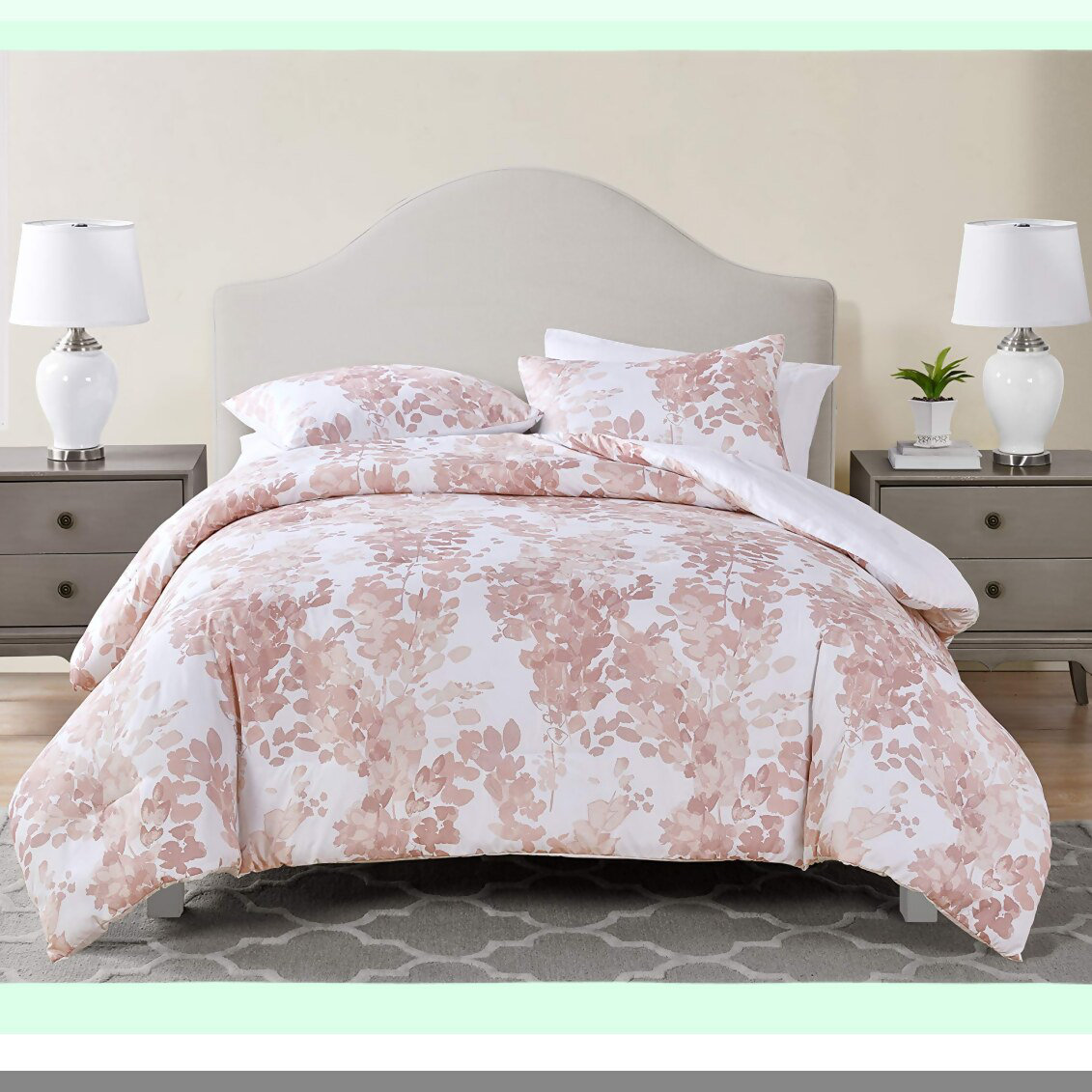 Red Barrel Studio Floral Bliss 3-Piece Comforter Set - Sofia Rose Print Bedding with Matching ...