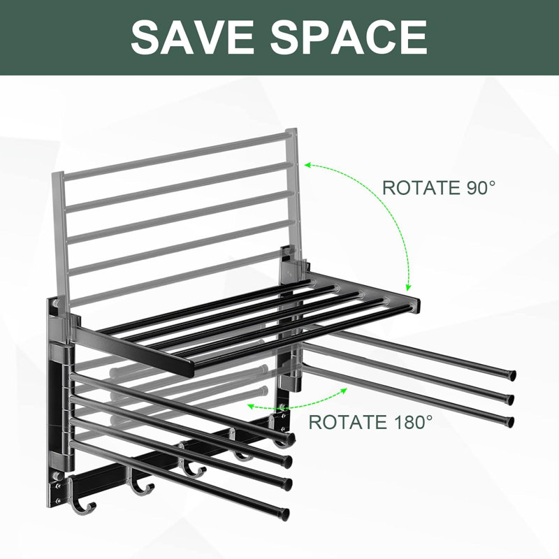 Rebrilliant Metal Foldable Wall-Mounted Drying Rack | Wayfair