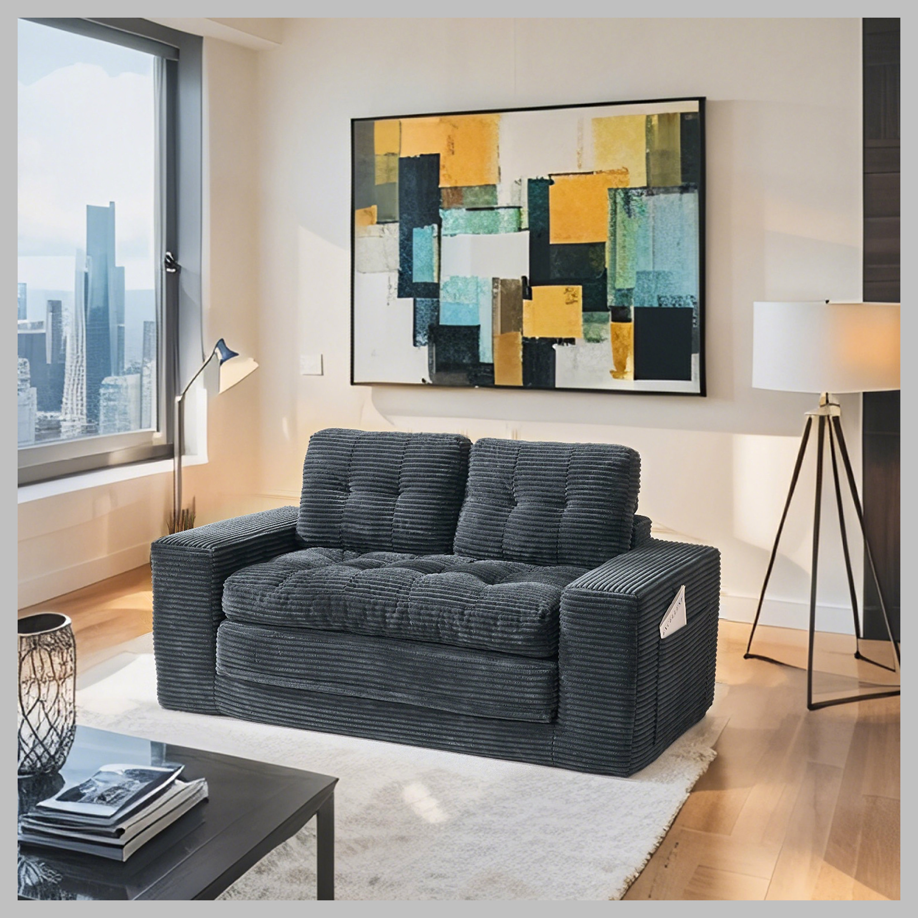 Latitude Run® Loveseat Sofa Bed with Memory Foam Frame - No Assembly ...