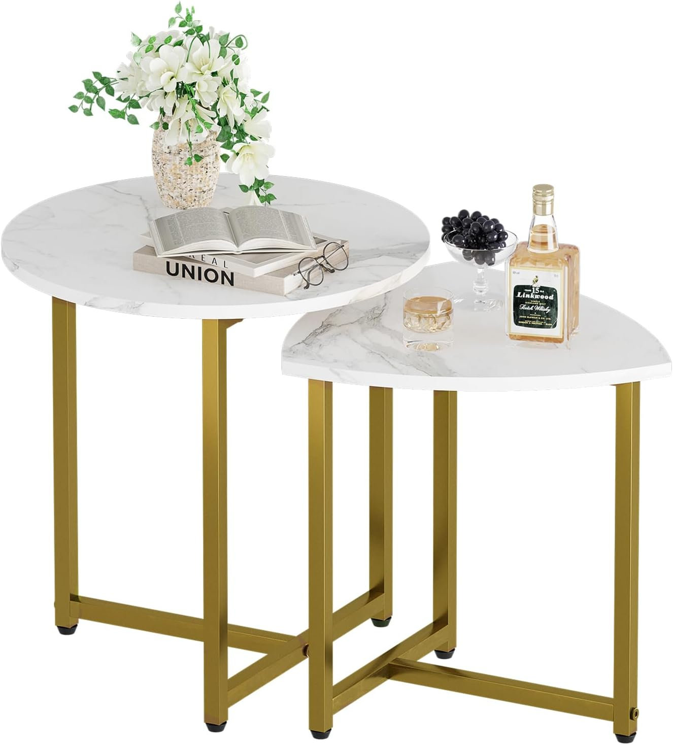 Mercer41 Nesting Table White Small Round Coffee Table,Set Of 2 End ...