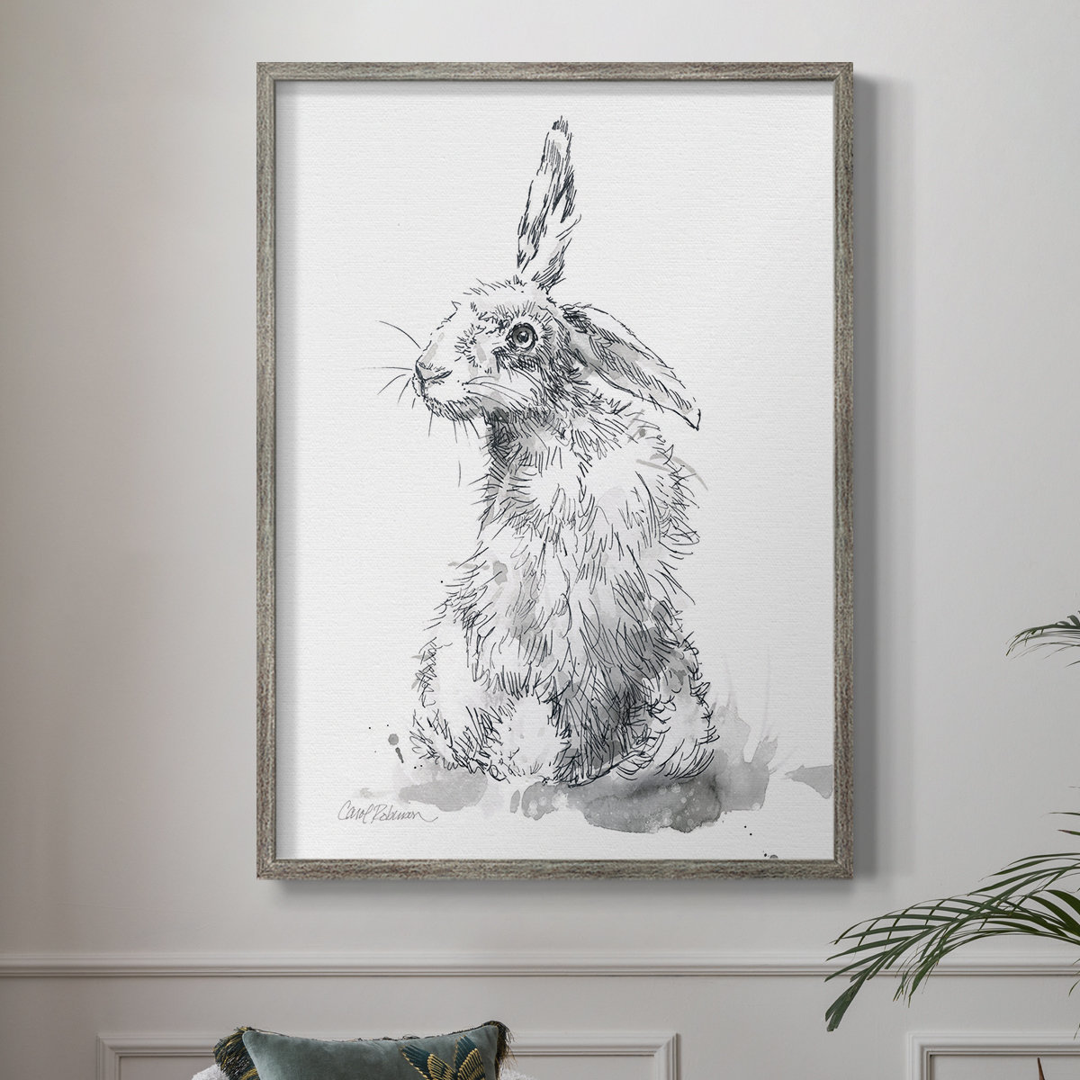 Gracie Oaks Garden Hare II Framed Print - Solid Wood | Wayfair