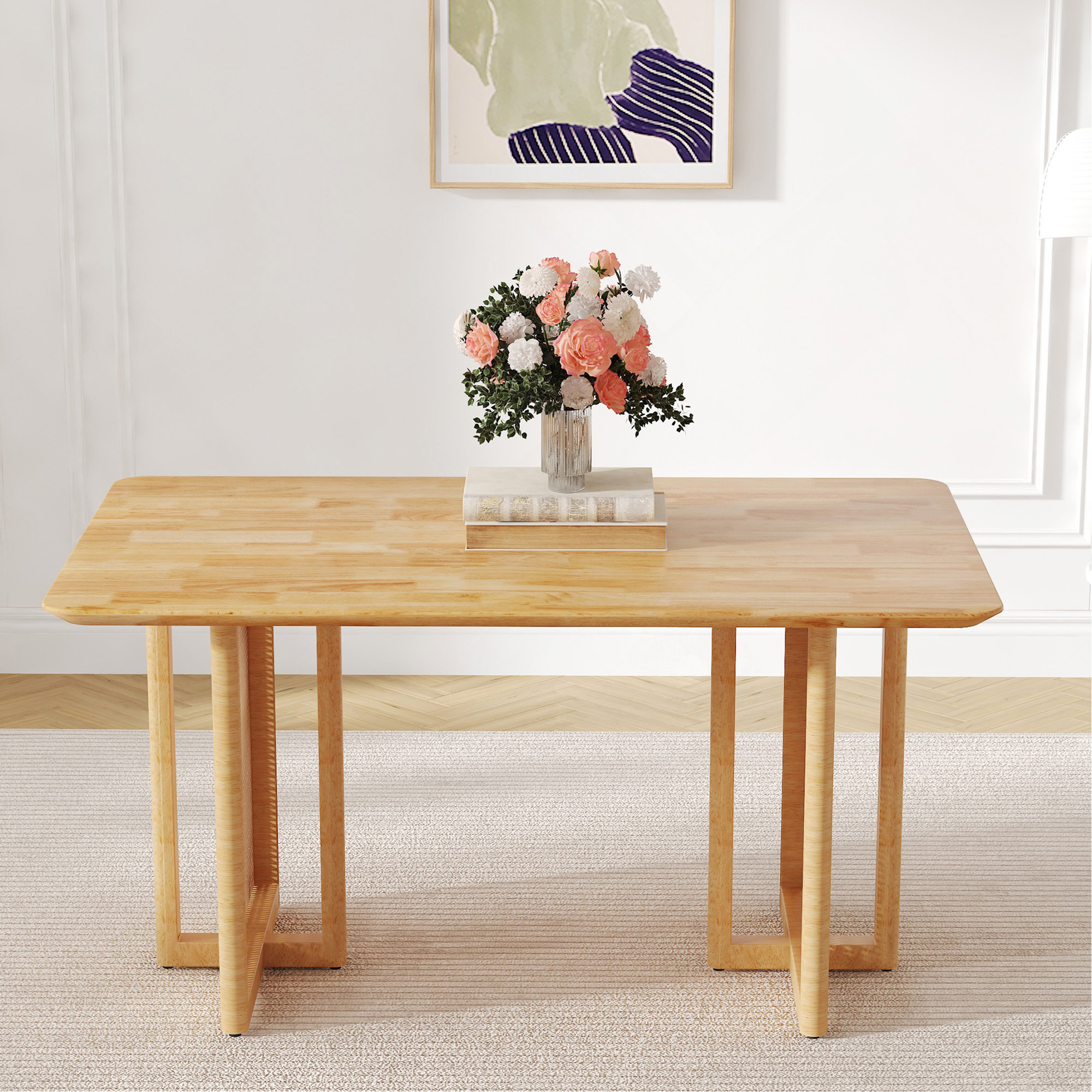 George Oliver Chinese Country Retro Solid Wood Dining Table, Simple ...
