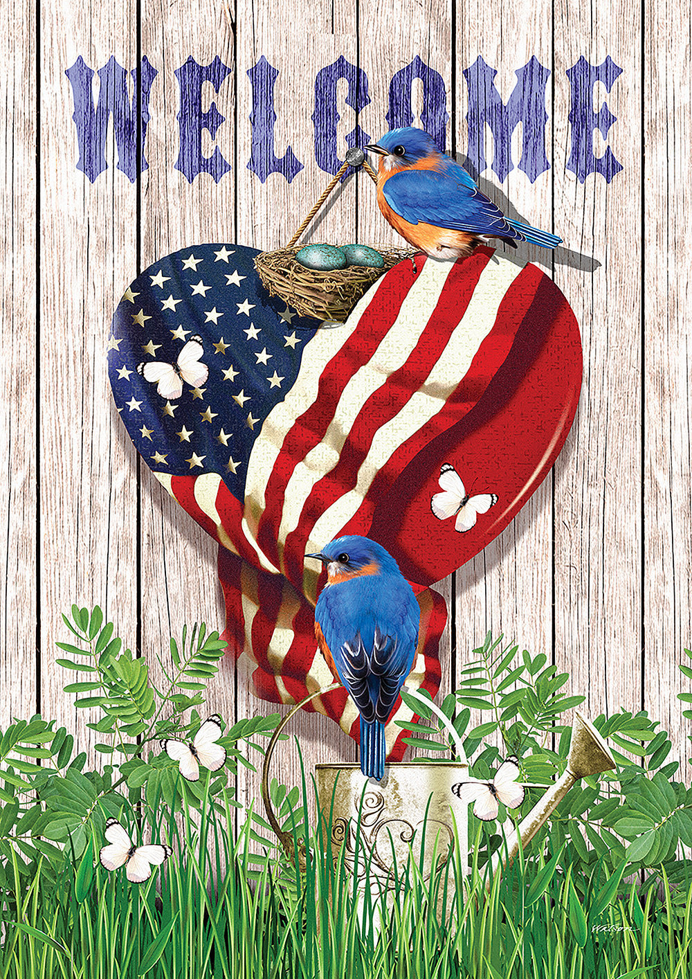 Toland Home Garden Toland Bluebird Welcome Inch Spring Flag Patriotic ...