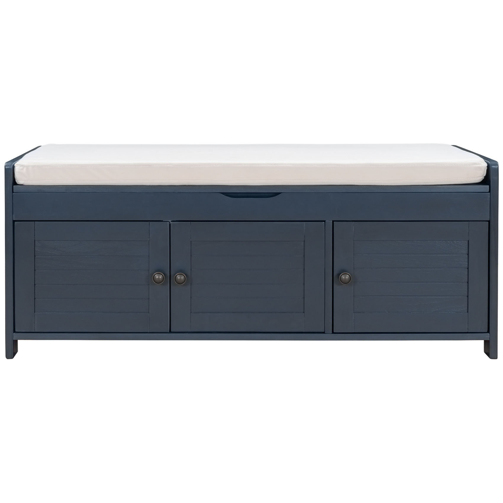 One Allium Way® Storage Bench with 3 Shutter-shaped Doors | Wayfair