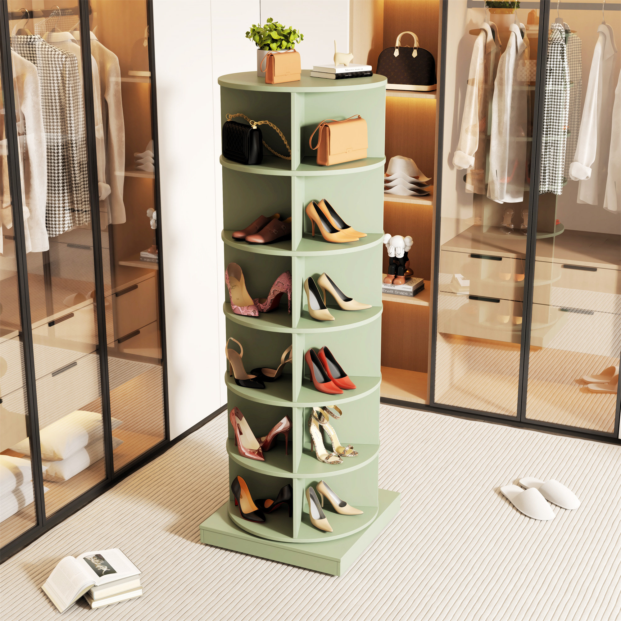 Highland Dunes 360 Rotating Shoe Cabinet 6 Layers | Wayfair