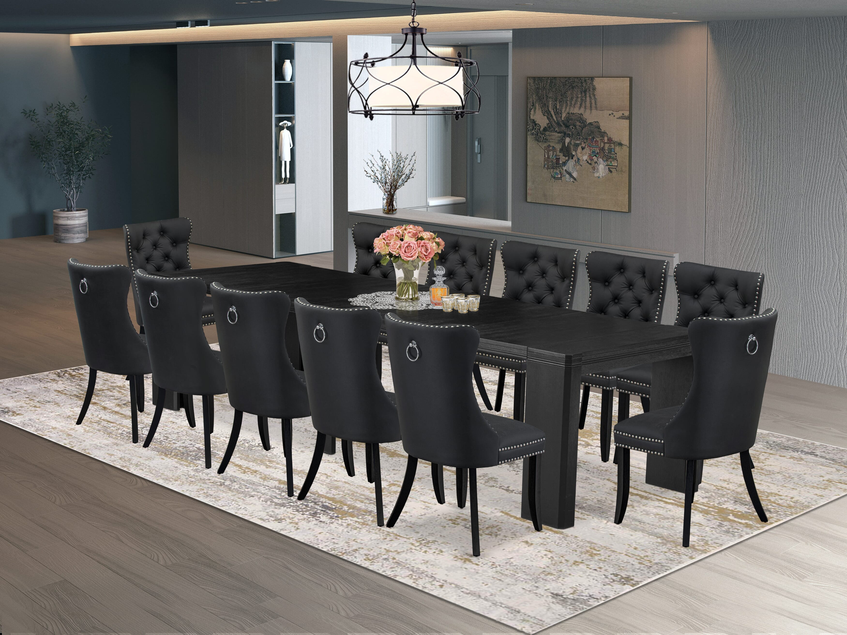 Luxe by East West Furniture 13 Pieces Extendable Dining Set Includes a ...