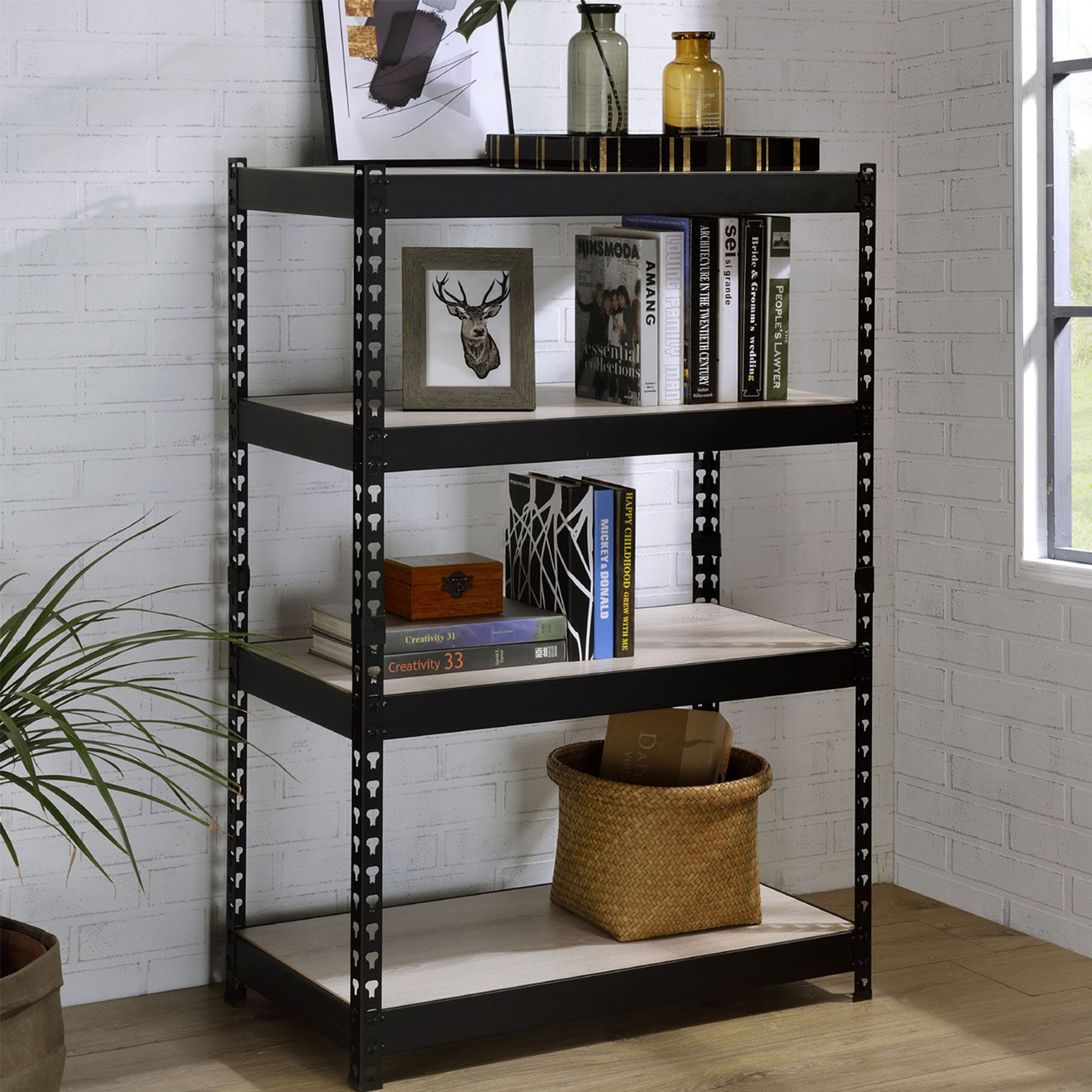 17 Stories 4 Tier Rectangular Bookcase with Adjustable Shelves | Wayfair