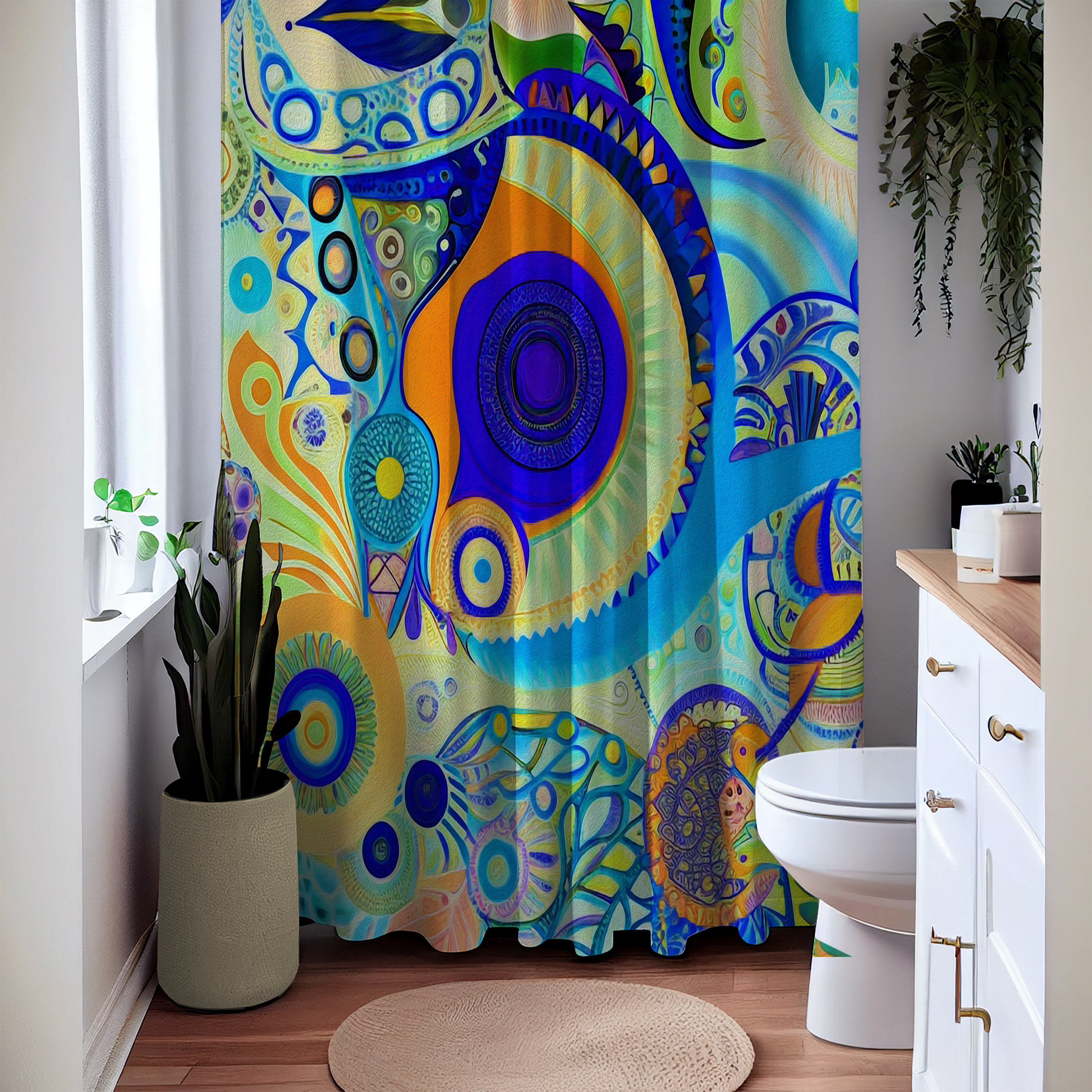 East Urban Home Remaley Abstract Shower Curtain | Wayfair
