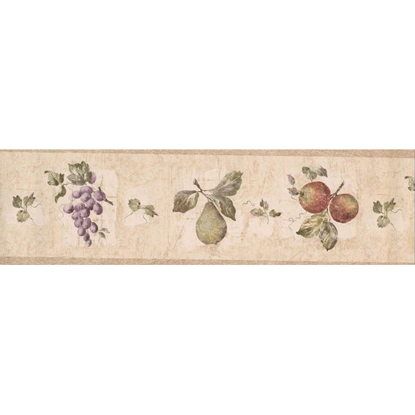 August Grove® Alaija Apples Grape Pear Leaves 15' L x 7" W Wallpaper ...