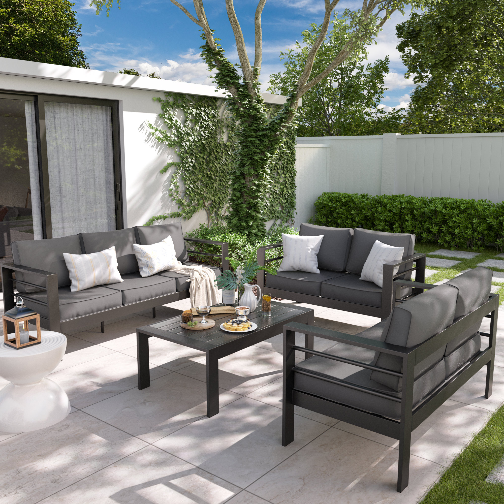 Latitude Run® Kassidee 4 Piece Sofa Seating Group with Cushions ...