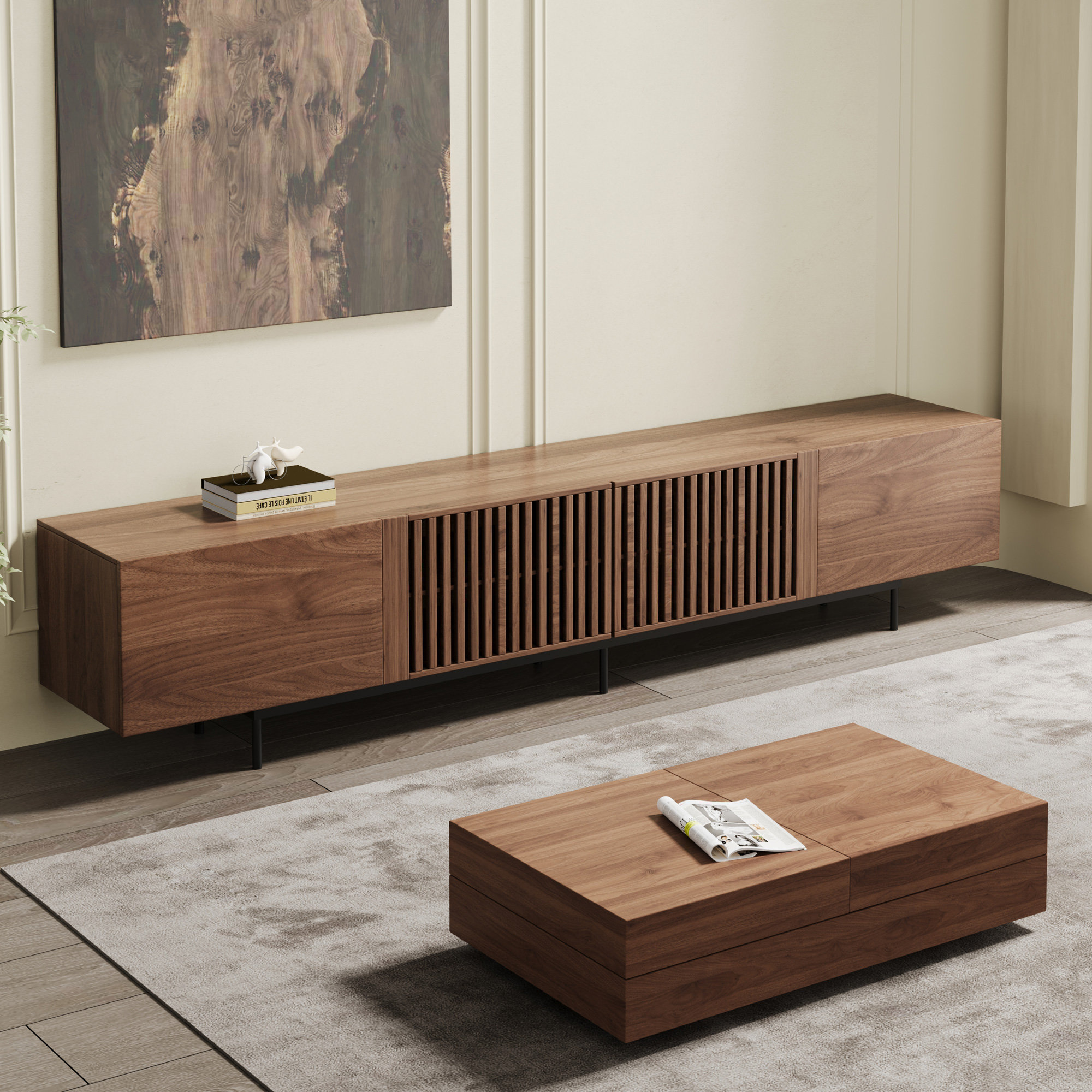 Loon Peak® Kaitin Medieval TV Cabinet and Coffee Table 2-Piece Living ...