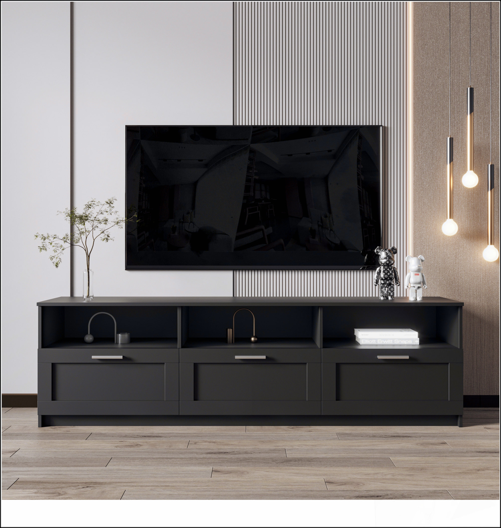 Red Barrel Studio® modern minimalist TV cabinet 80 inch TV stand, open ...