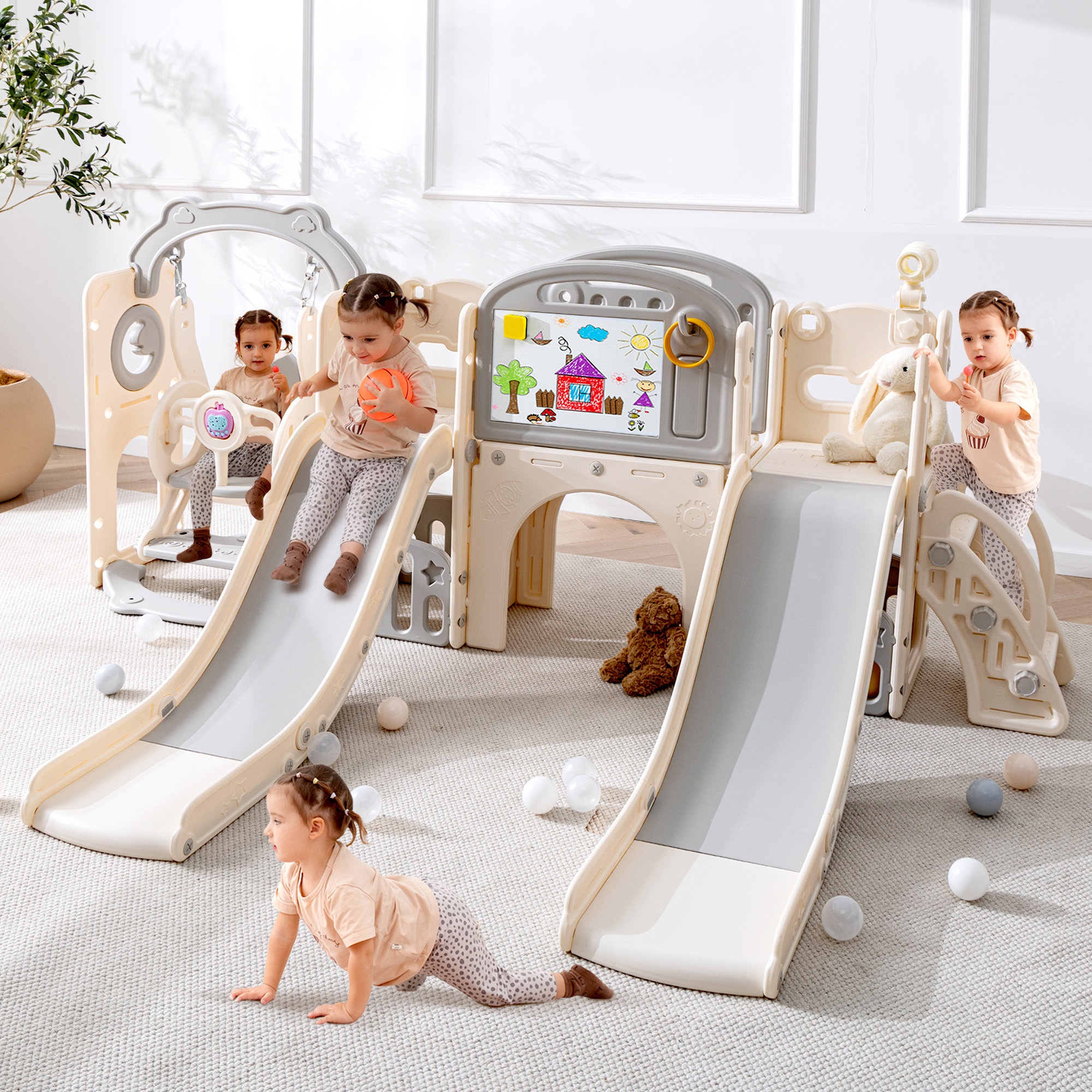 MIXARTS 21 12-In-1 Kids Slide Playset for Toddlers Age 1-3 , Indoor ...