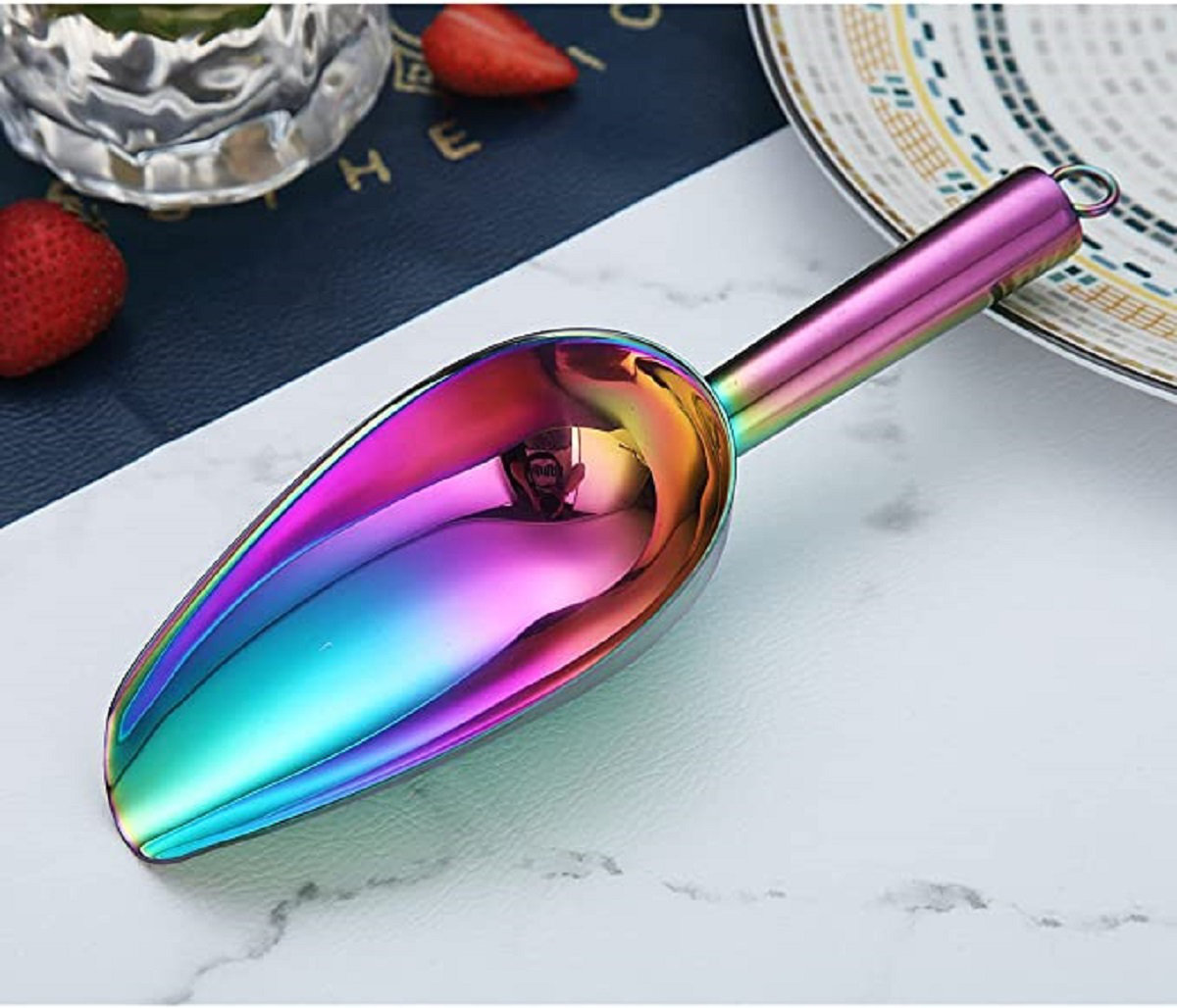 Mercer41 Stainless Steel Rainbow Ice Scoop 6 Oz, Titanium Colourful ...