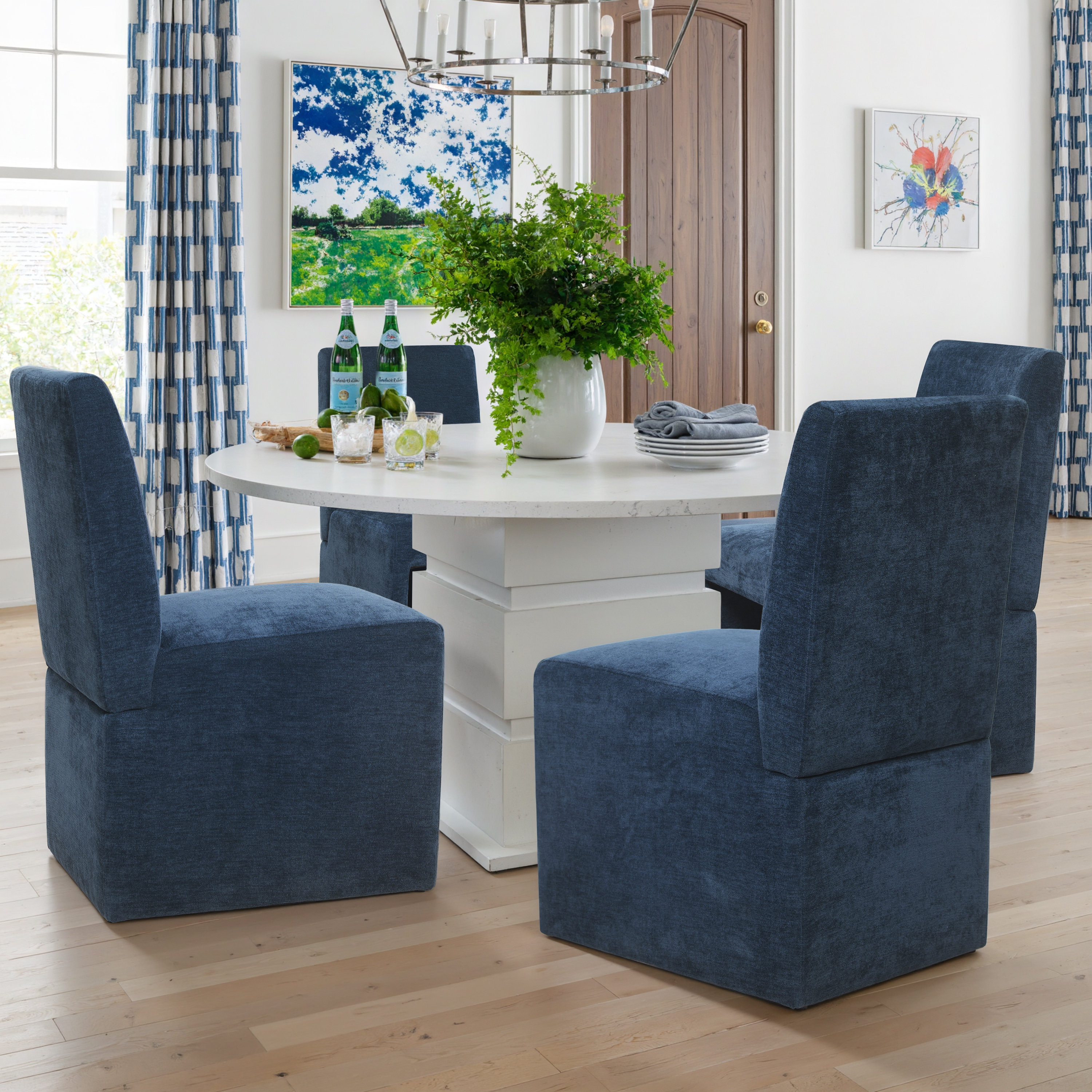 Ebern Designs Luxe Upholstered Modern Fabric Dining Chairs With High ...