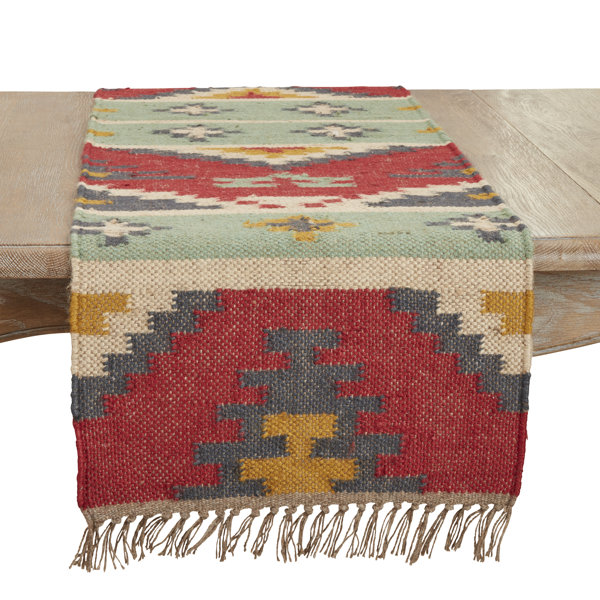Saro Tribal Tapestry Kilim Table Runner | Wayfair