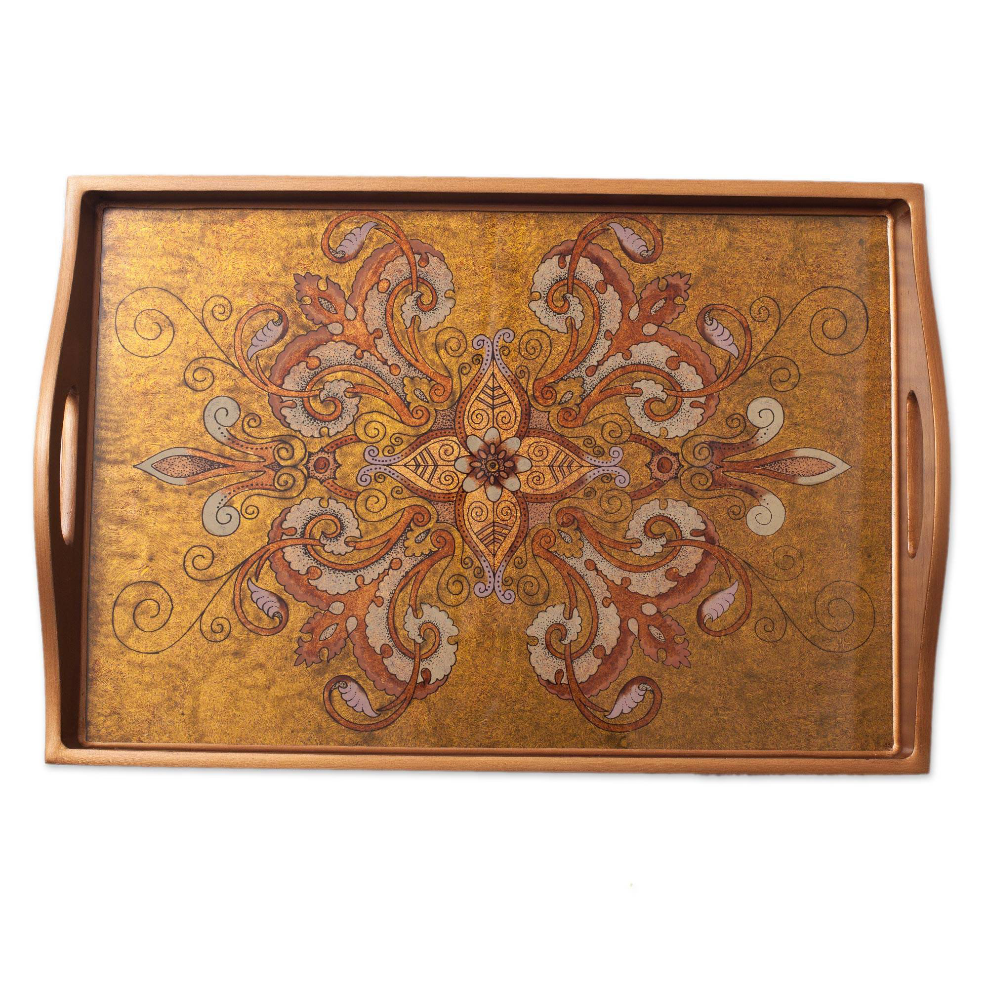 Bungalow Rose Regal Petals Reverse Painted Glass Vanity Tray & Reviews ...