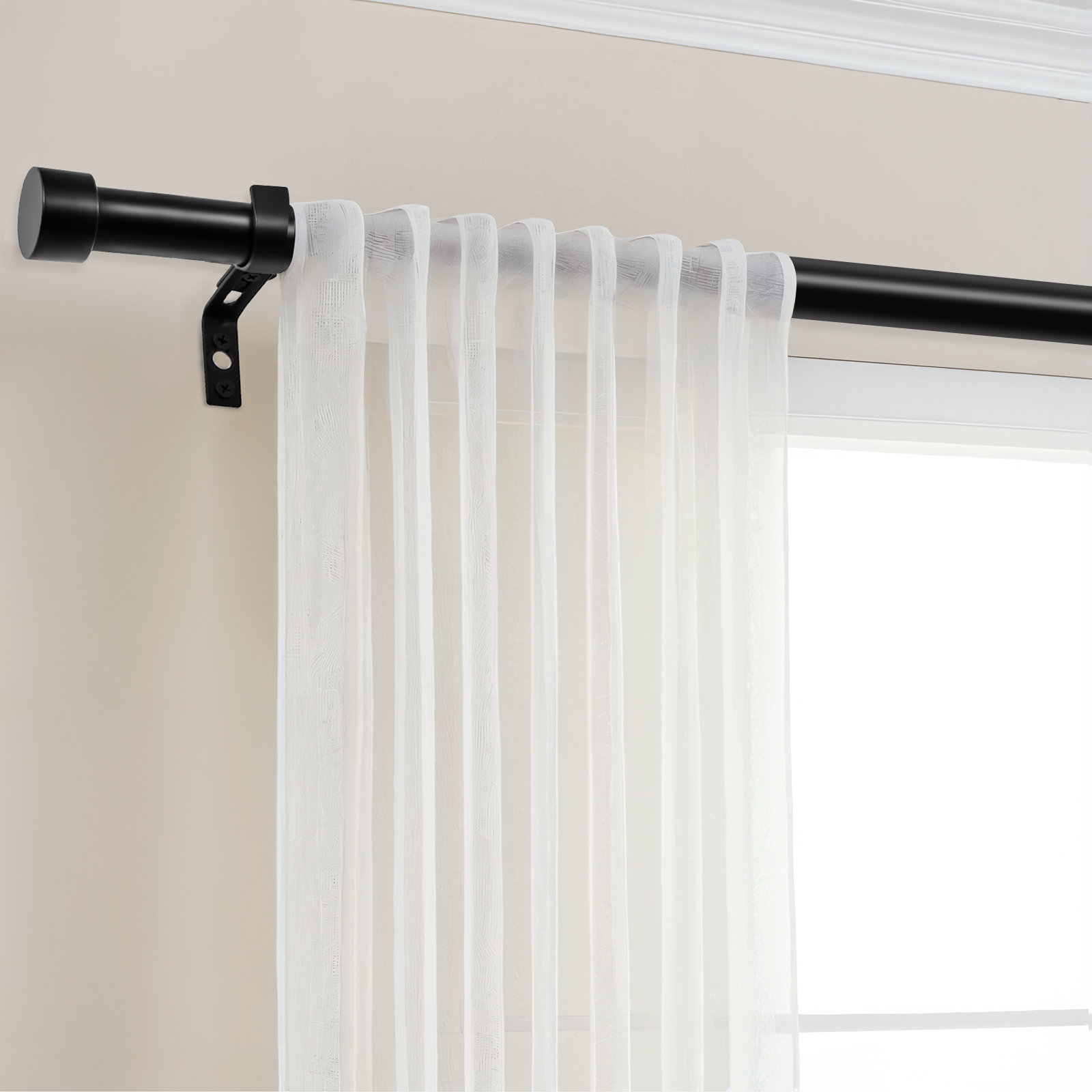 Red Barrel Studio® Lachina Arnel 1 Inch Window Curtain Rod with Aluminium Finials, Single ...