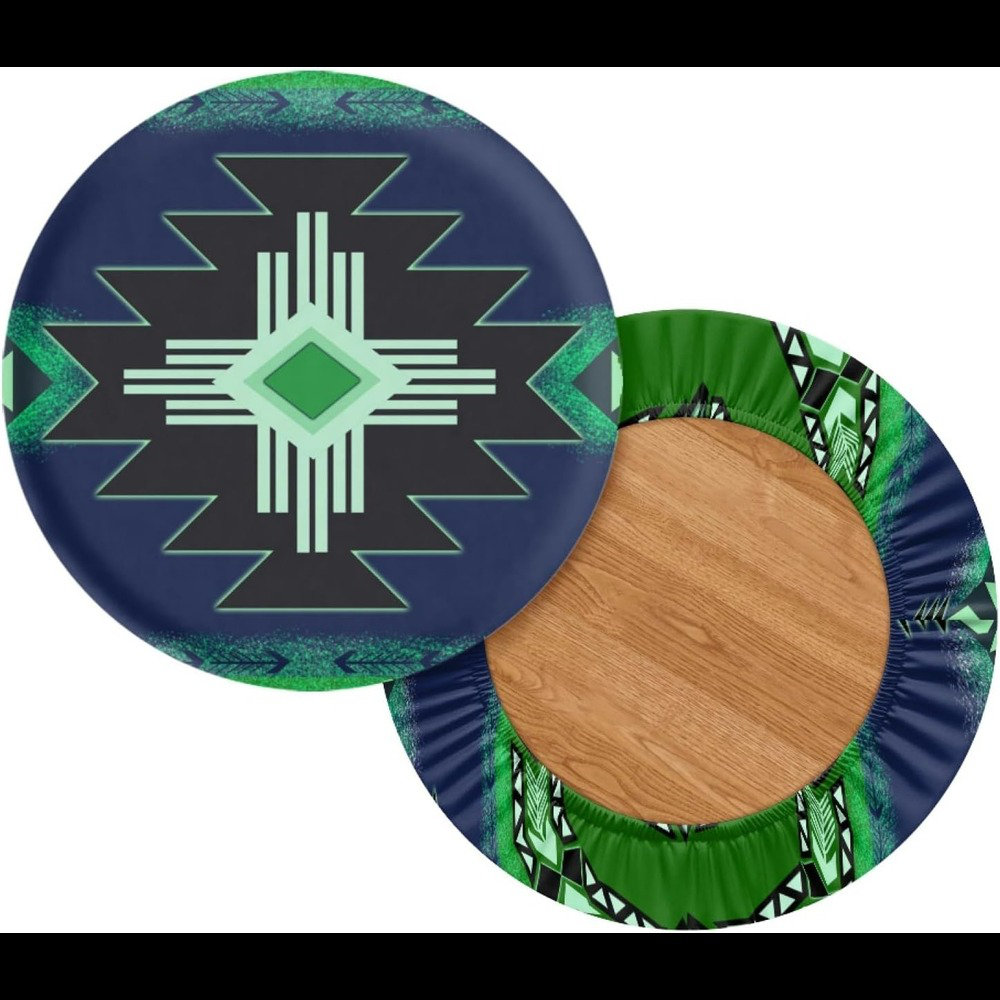 Bungalow Rose Native African Green Geometric Bar Stool Slipcovers With ...