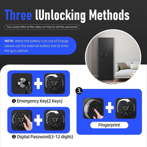 Kaer 10-12 Gun Safe,Fingerprint Gun Safes for Home Rifle and Pistols ...