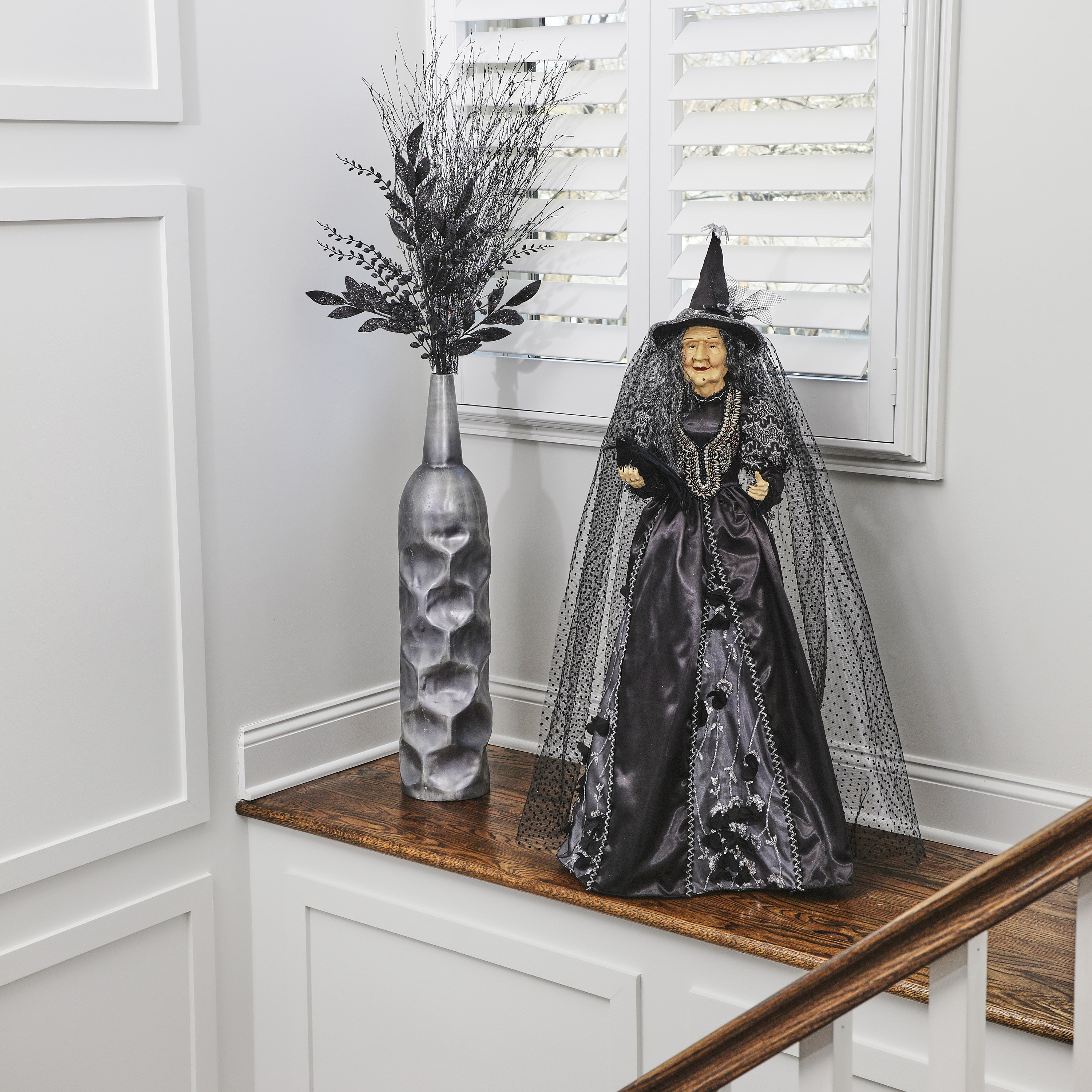 The Holiday Aisle® 42" Standing Witch With Raven | Wayfair
