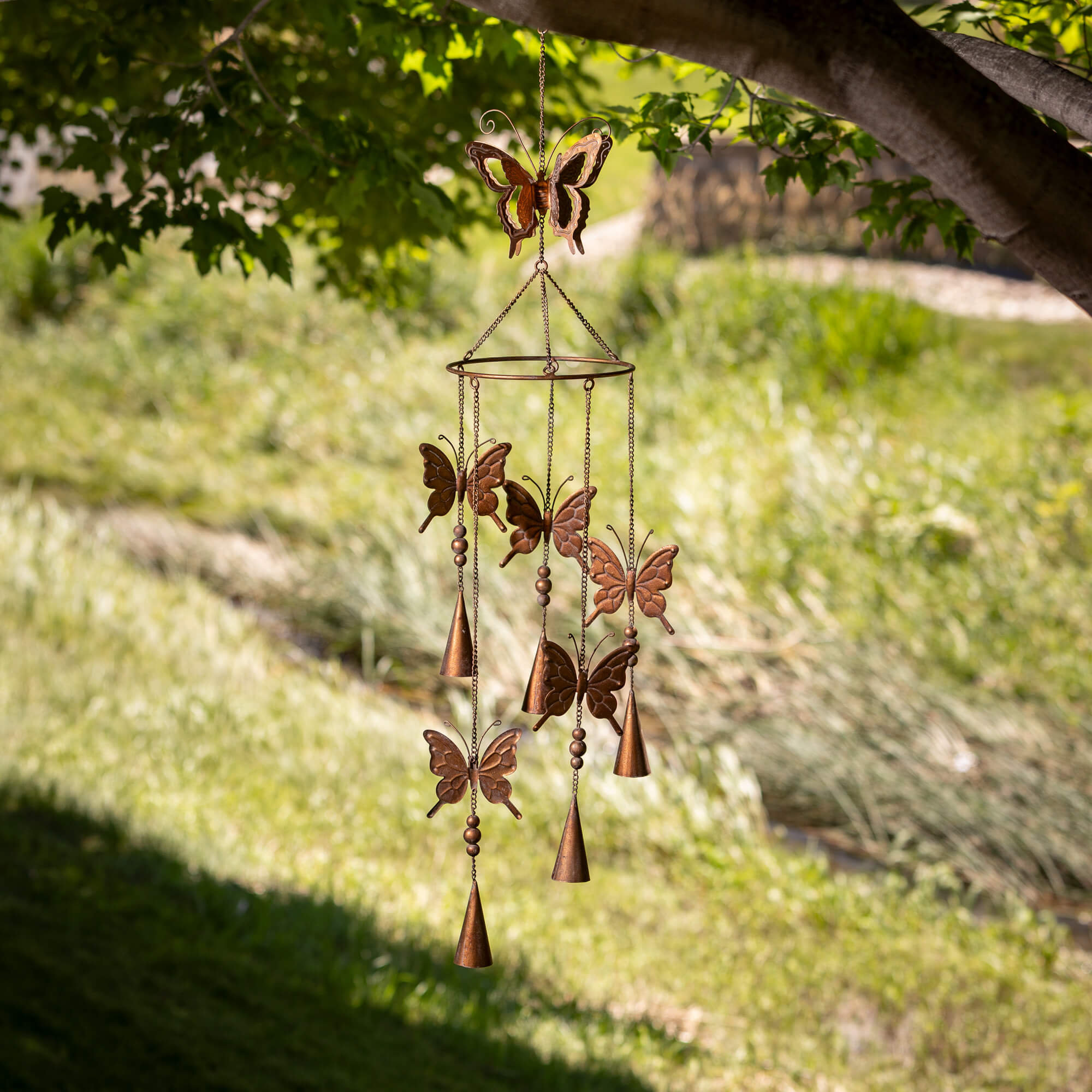 Arlmont & Co. Sullivans Multiple Butterfly Metal Chime 42.75"H; Brown ...