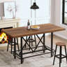 17 Stories 63" Counter Height Dining Table For 6, Industrial Bar Table ...