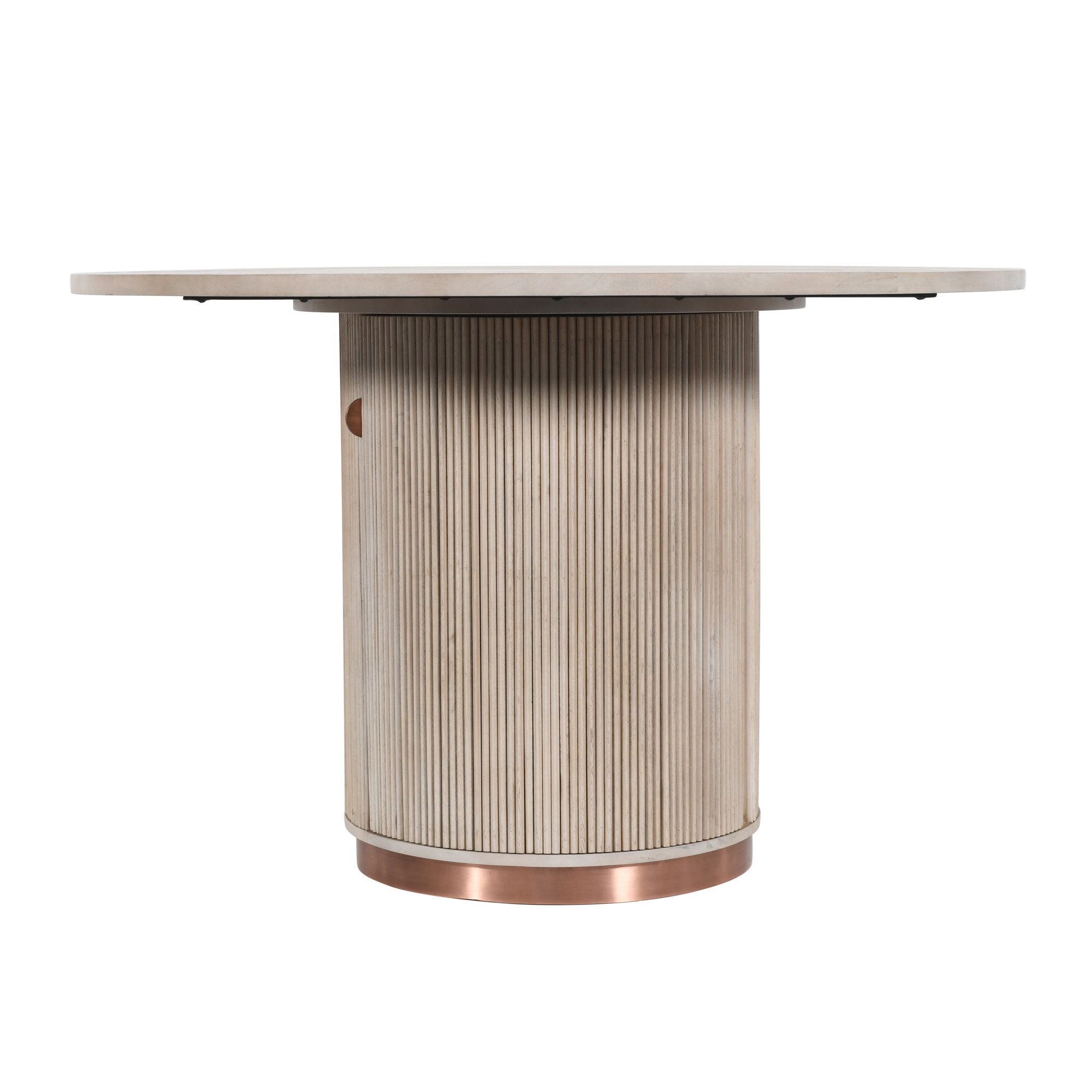 Joss & Main Zanzibar Round Solid Wood Fluted Dining Table with Storage ...