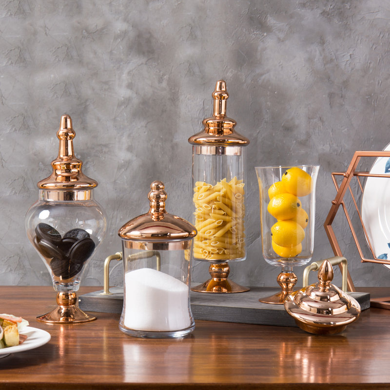 Everly Quinn Glass 4 Piece Apothecary Jar Set & Reviews | Wayfair
