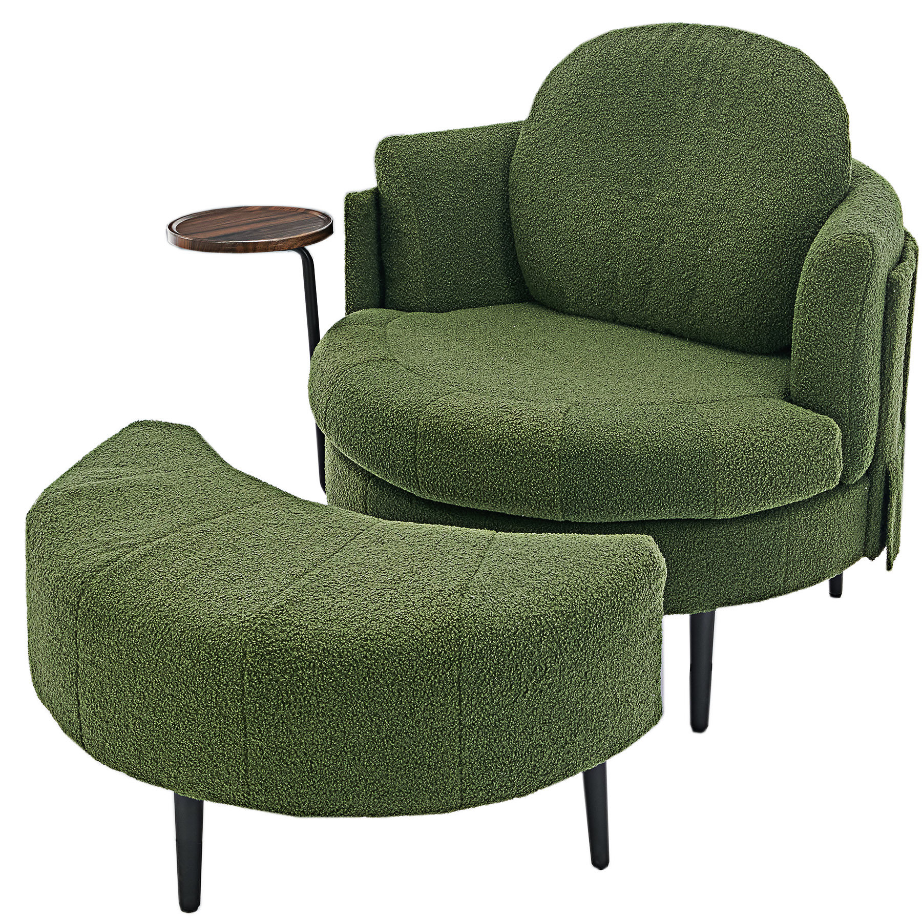 Corrigan Studio® Upholstered Single Sofa Chair With Movable Footstool ...