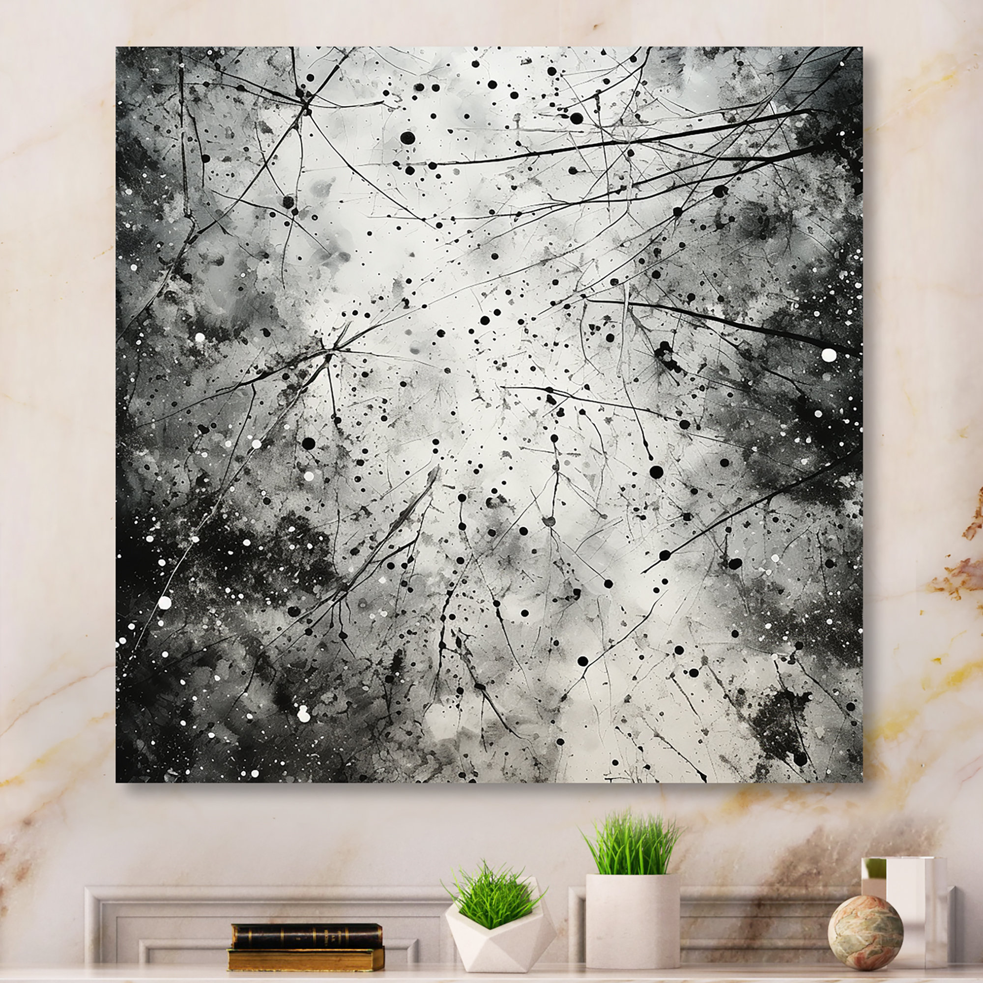 Wrought Studio™ Minimalism Black and White Ink Tornado I - Print | Wayfair