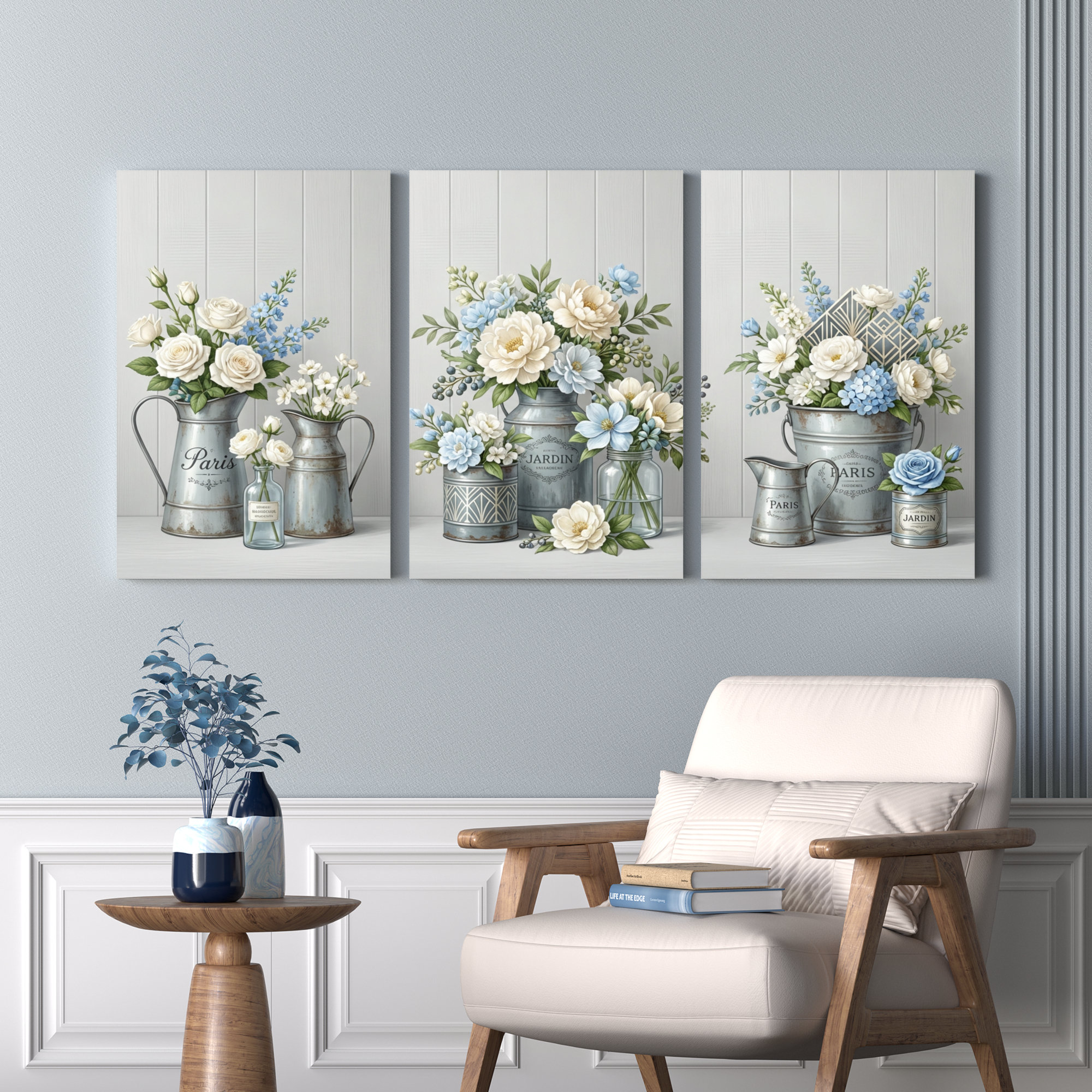 Winston Porter Floral Arrangement With Vintage Metal Jugs And Paris ...