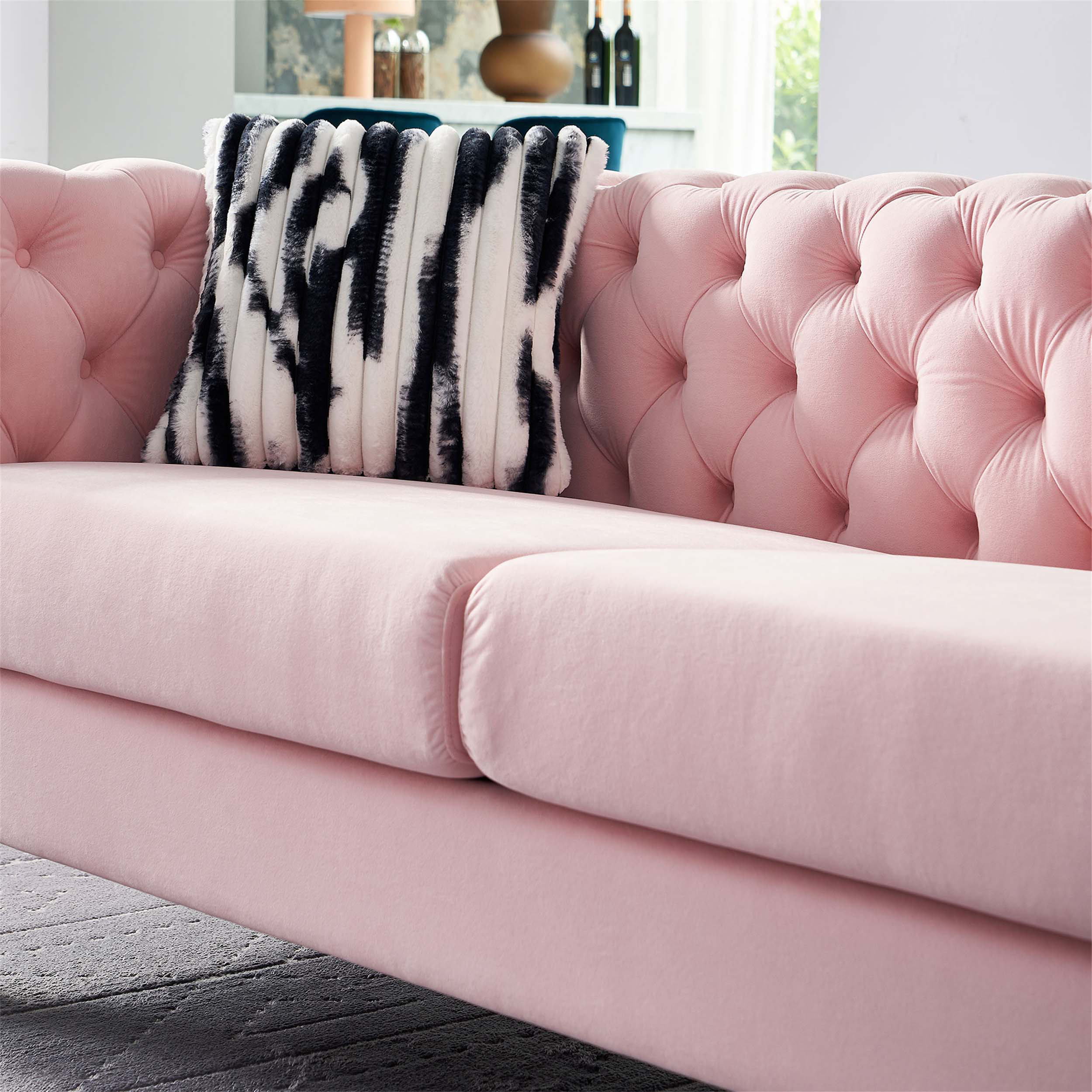 Latitude Run® Velvet Modern Sofa with Tufted Back and Stable Frame ...