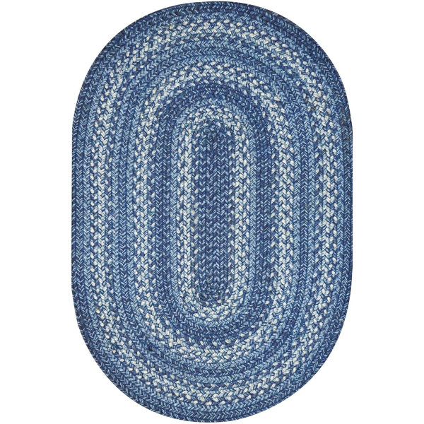 August Grove® Damell Denim Blue Braided Rug, a Country Style Rug and ...