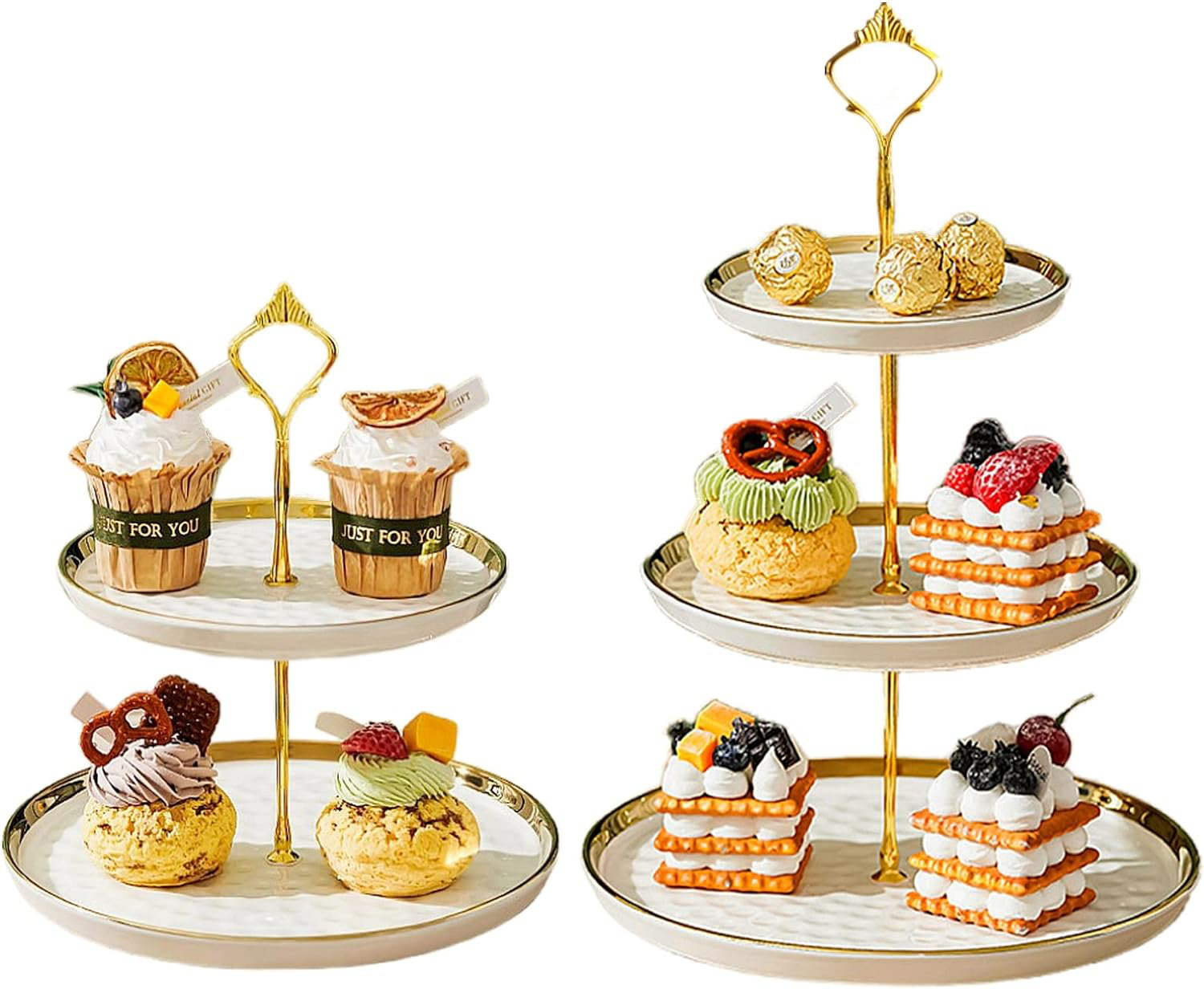 Rosdorf Park 3 Tier Ceramic Cake Stand - Elegant Dessert Cupcake Stand ...