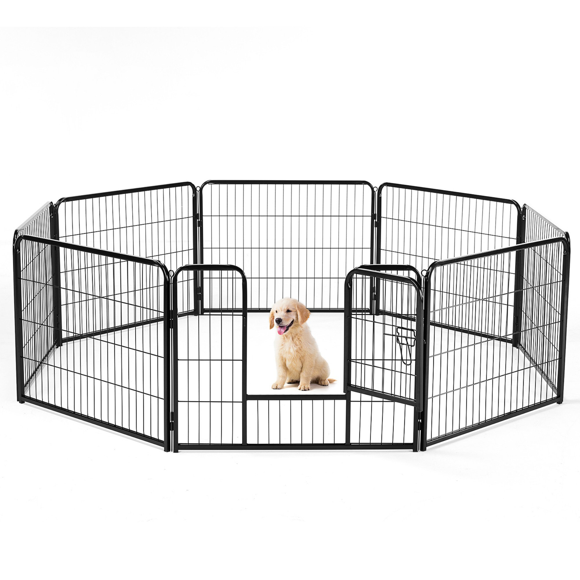 MJ RENOVATION GROUP LLC 8 Panel Pet Playpen with Gate for Indoor Patio ...