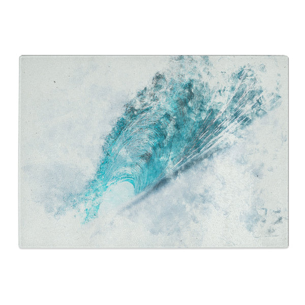 East Urban Home Tempered Glass Curve of the Ocean Wave Chopping Board ...