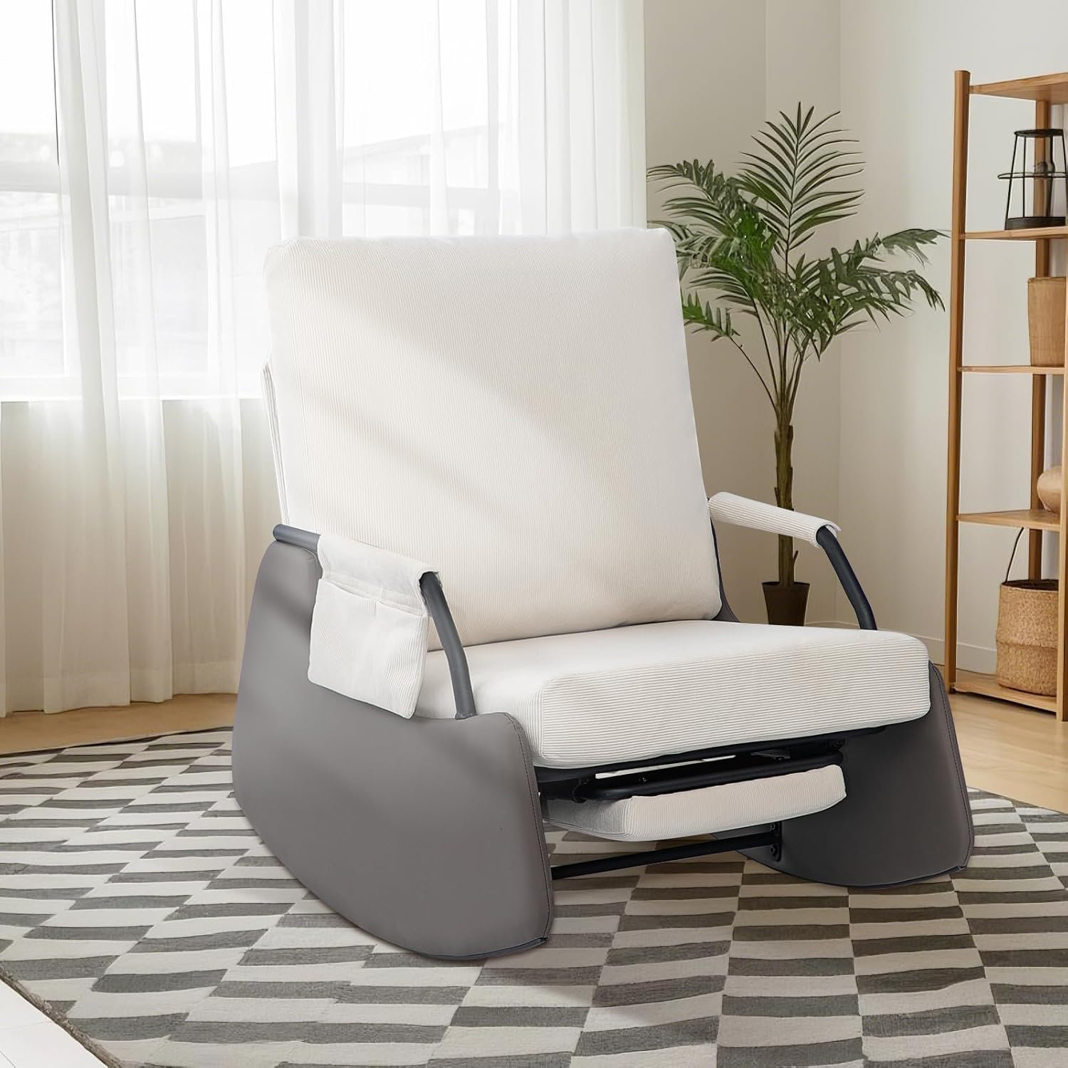 Ebern Designs Rocking Recliner Chair For Adults, Modern Upholstered ...