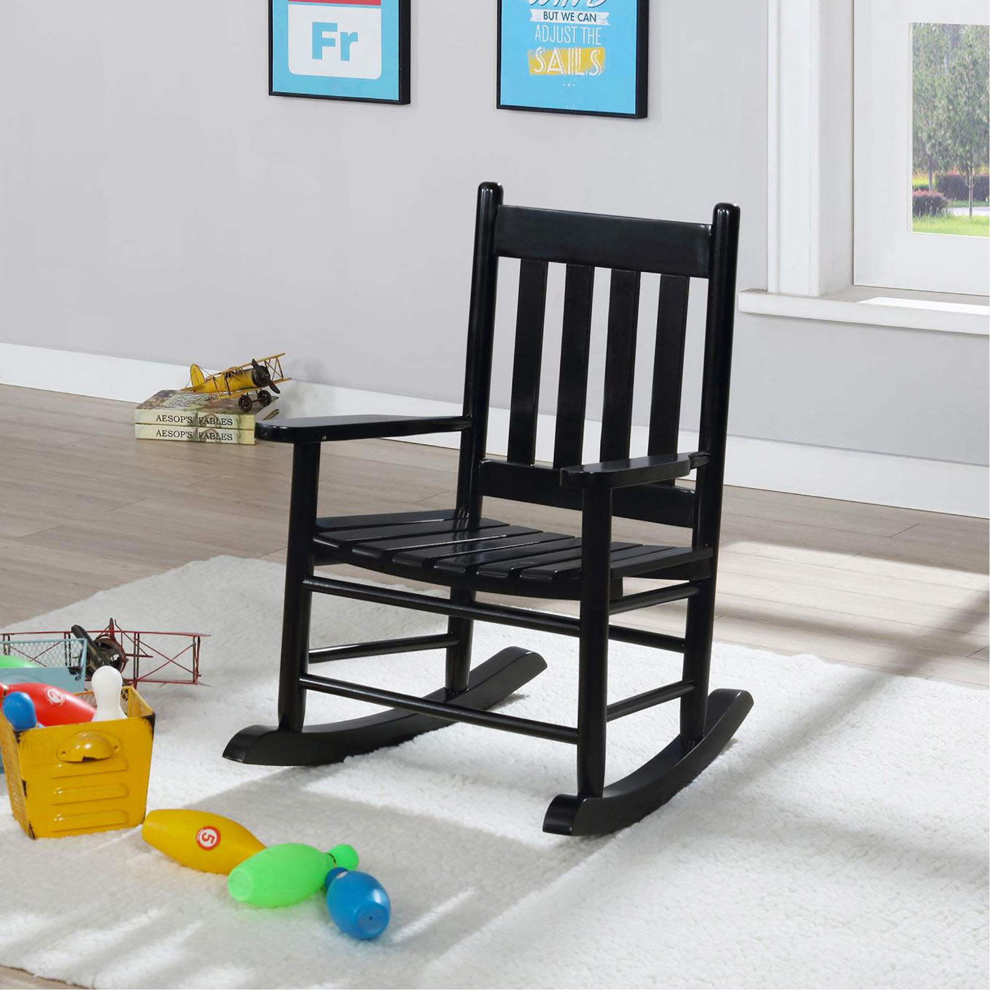 Mercer41 Solid Wood Rocking Chair For Kids, Offering Comfort And Style ...