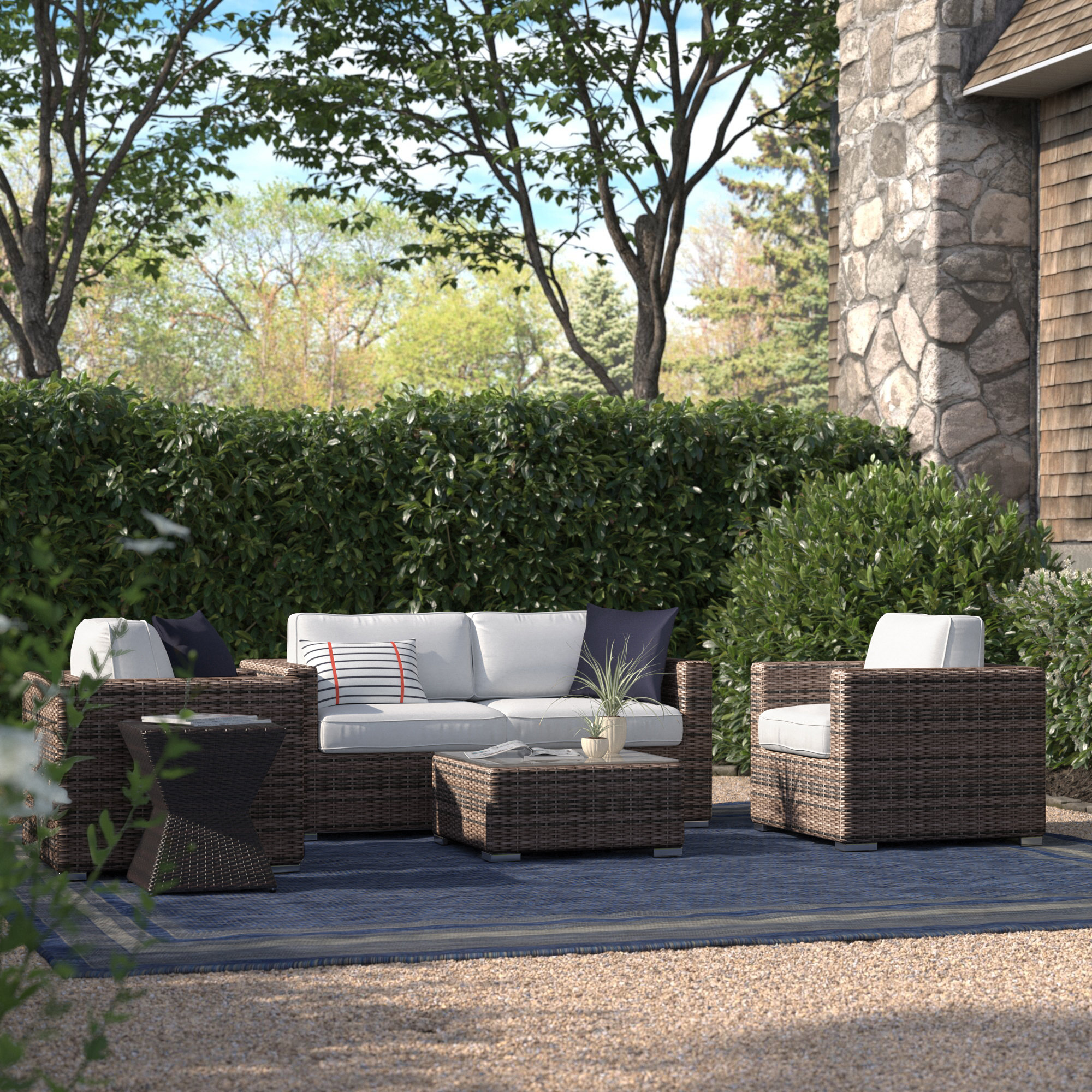 Sol 72 Outdoor™ Meltham Wicker Fully Assembled 4 - Person Seating Group ...