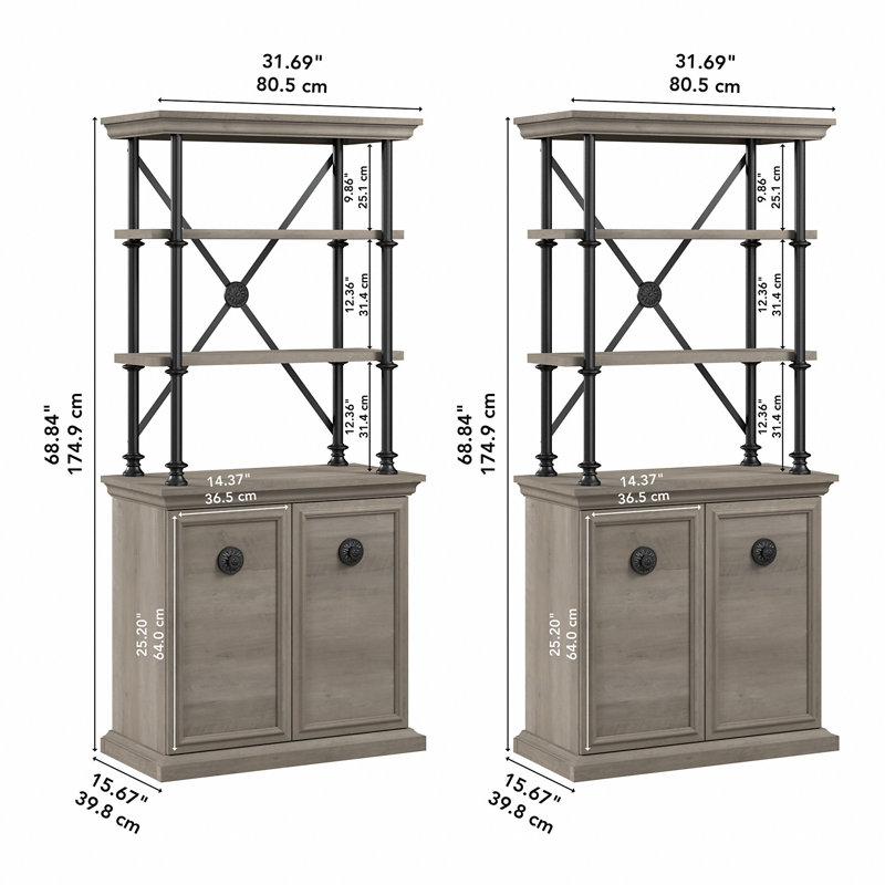 Williston Forge Jennalise 69'' H x 32'' W Metal Etagere Bookcase ...