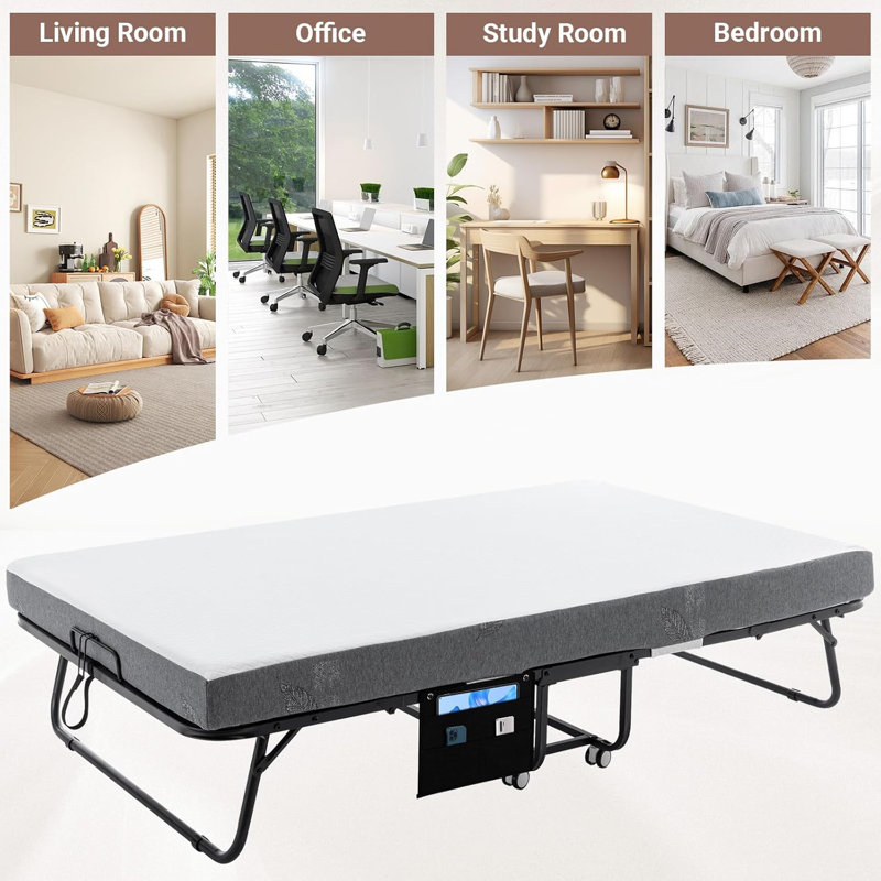 White Noise Cosima Folding Bed Frames with Memory Foam Mattress ...